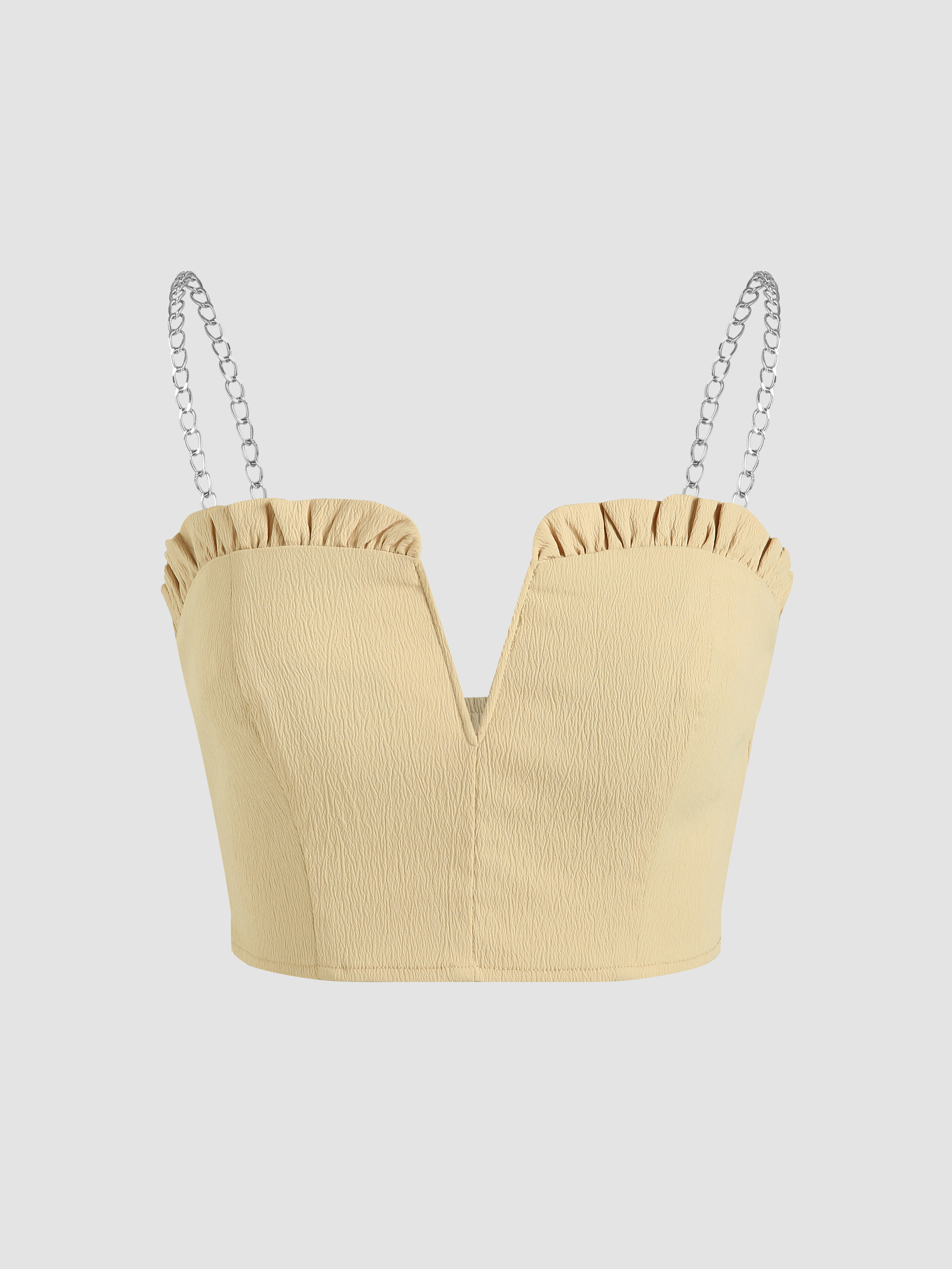 V-Wire Texture Chain Detail Tank Top - Cider