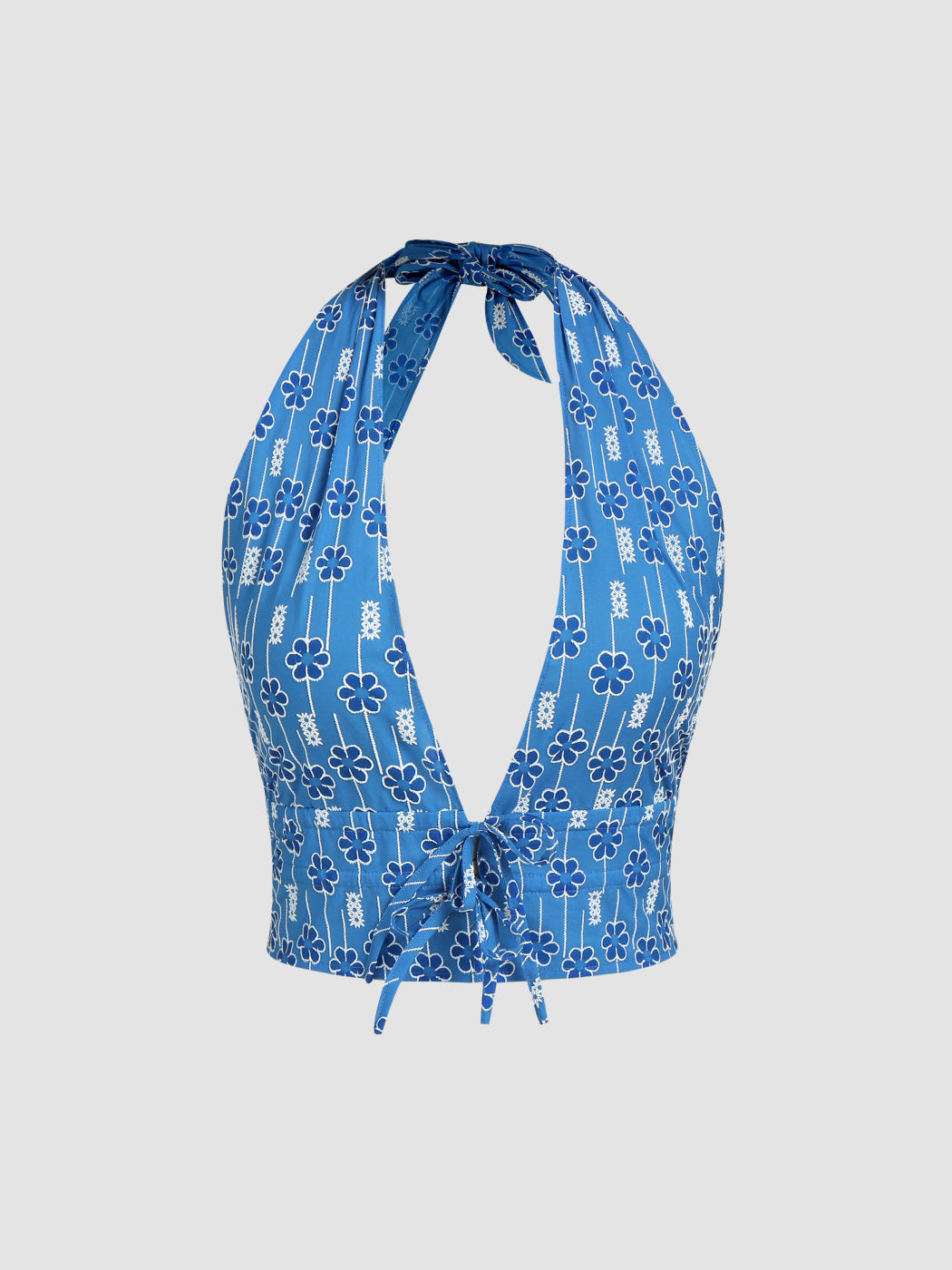 Floral Halter Deep V Tank Top