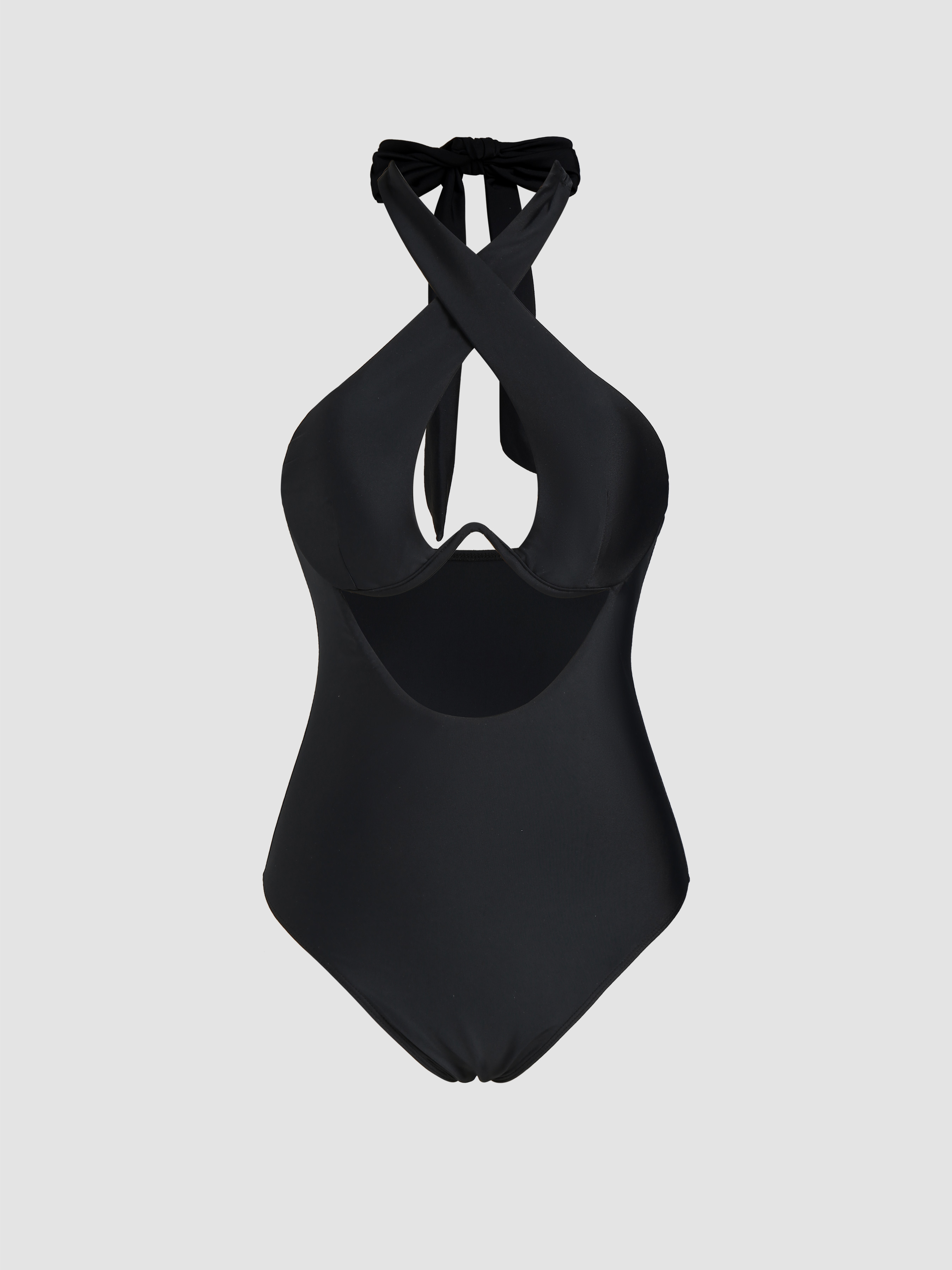 Solid Underwire One Piece Swimsuit - Cider