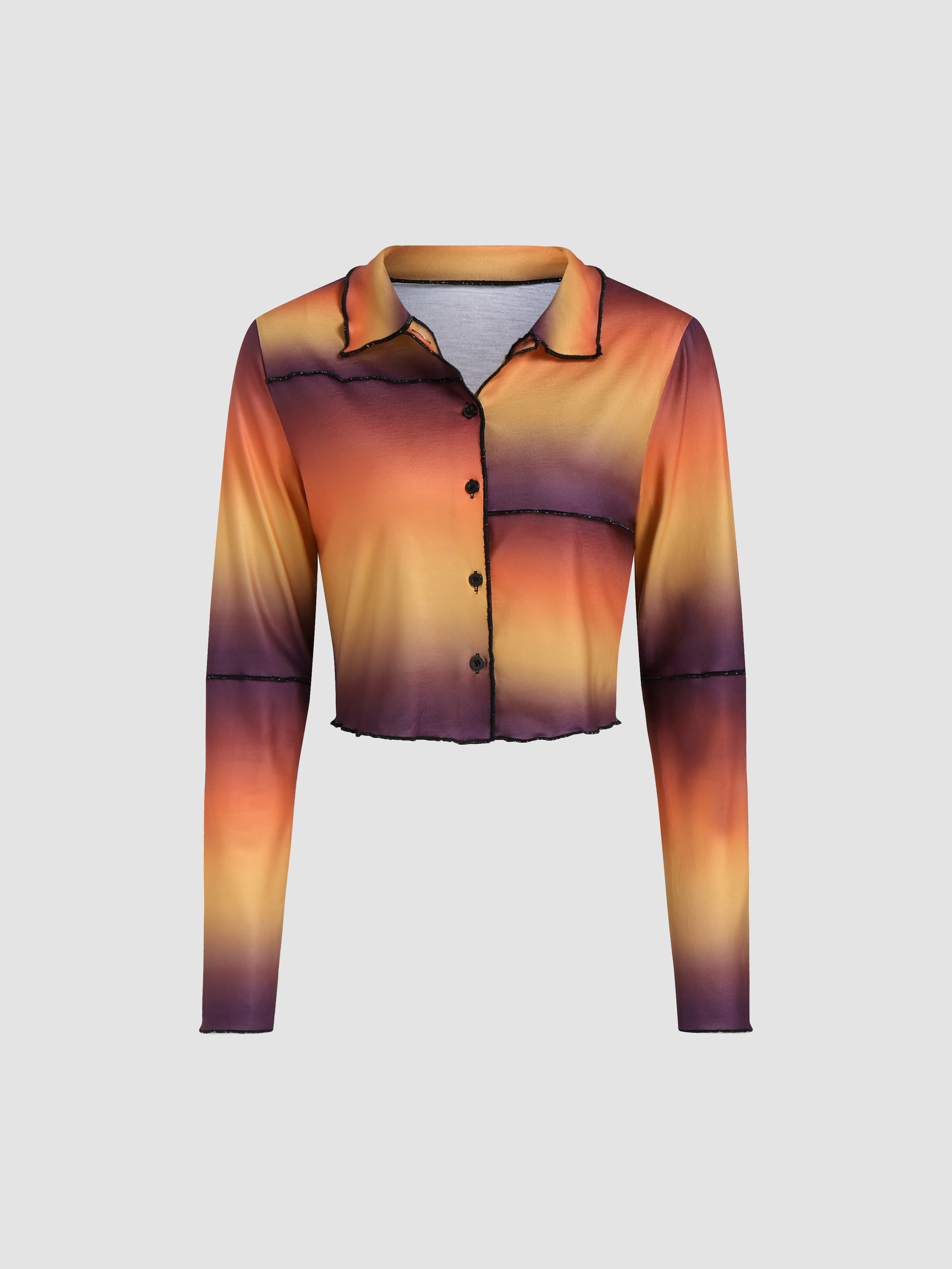 Gradient Button Down Blouse