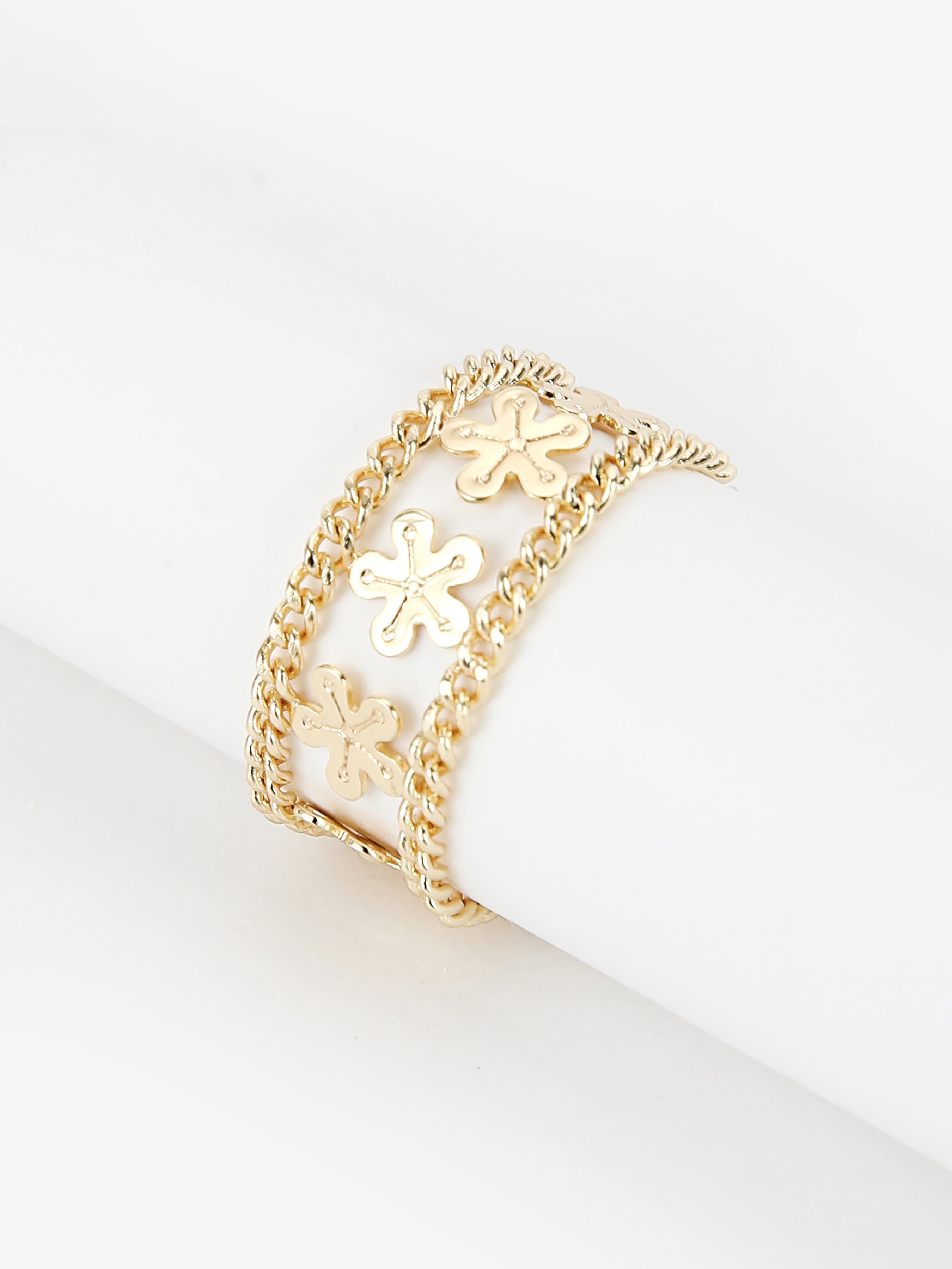 Metallic Floral Design Ring For Daily Casual Vacation