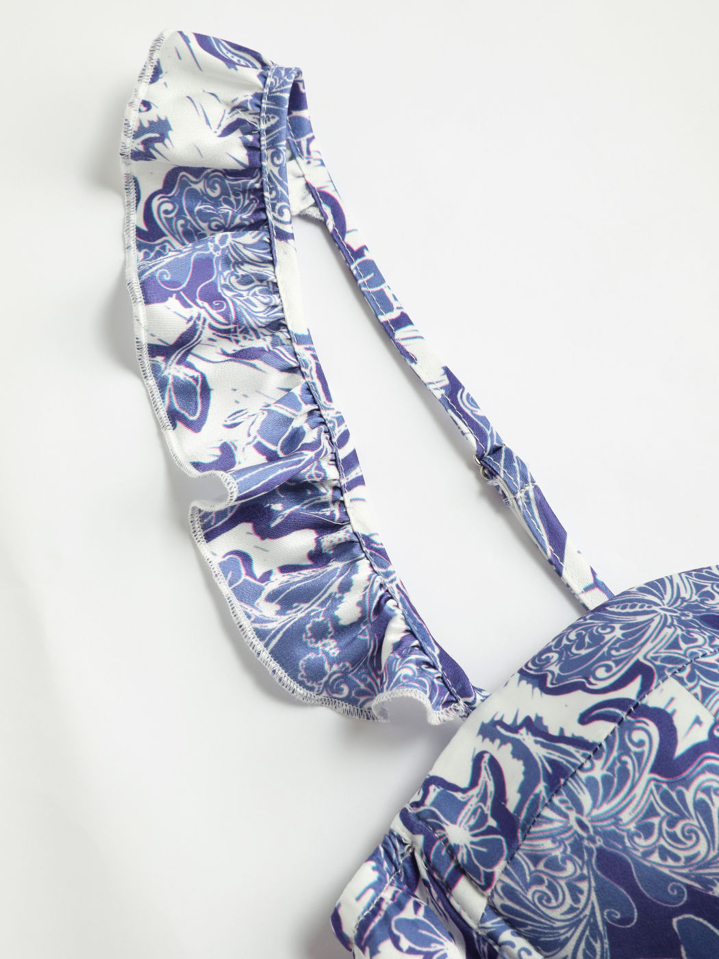 Floral Ruffle Crop Top For Vacation