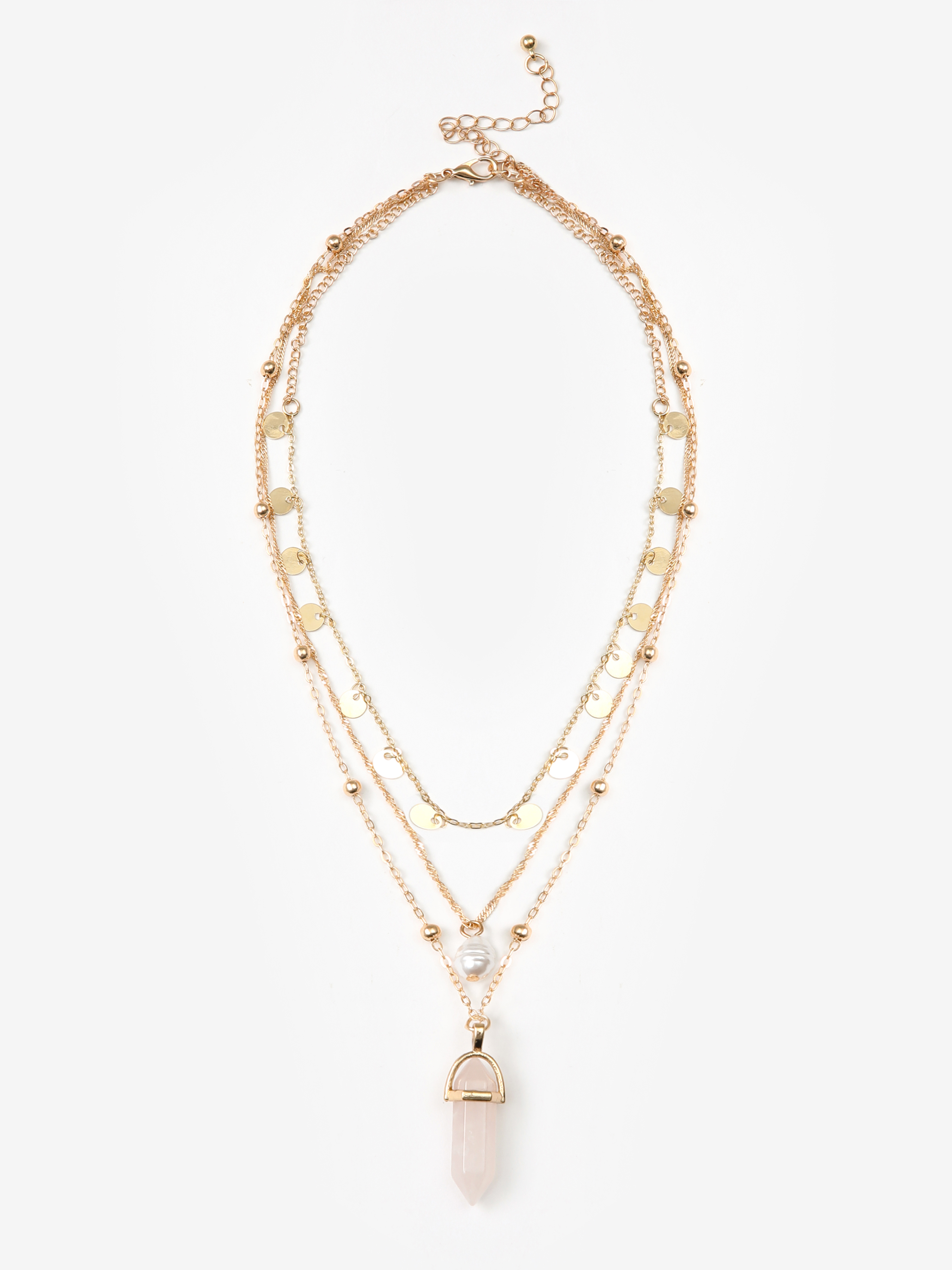 Alloy Artificial Crystal Crystal & Faux Pearl Layered Necklace For ...