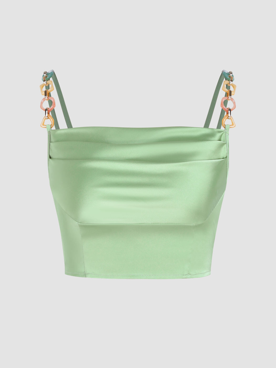Resin Chain Satin Crop Top - Cider