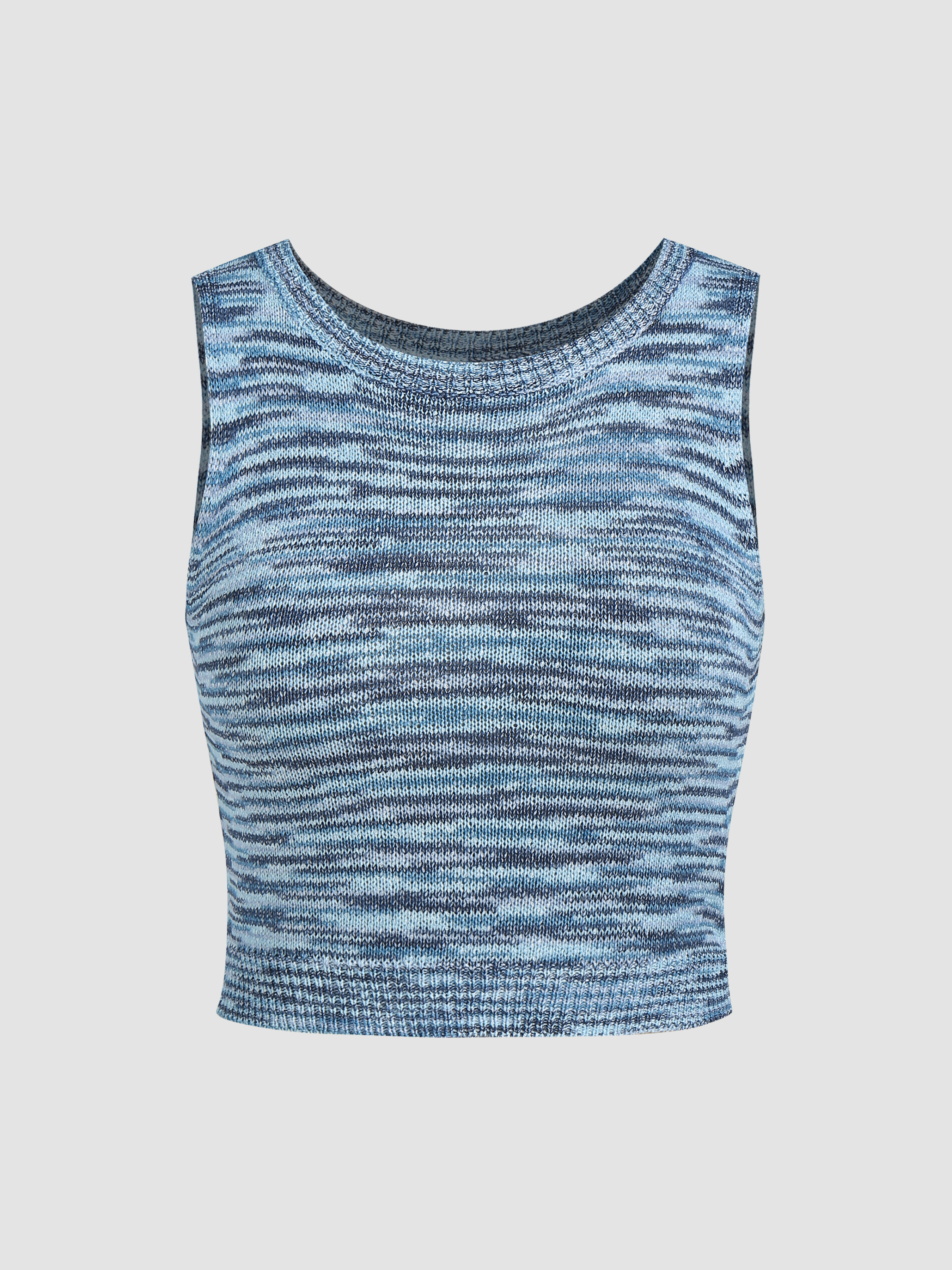 Rib Knit Round Neck Tank Top For Daily Casual Coffee Shop