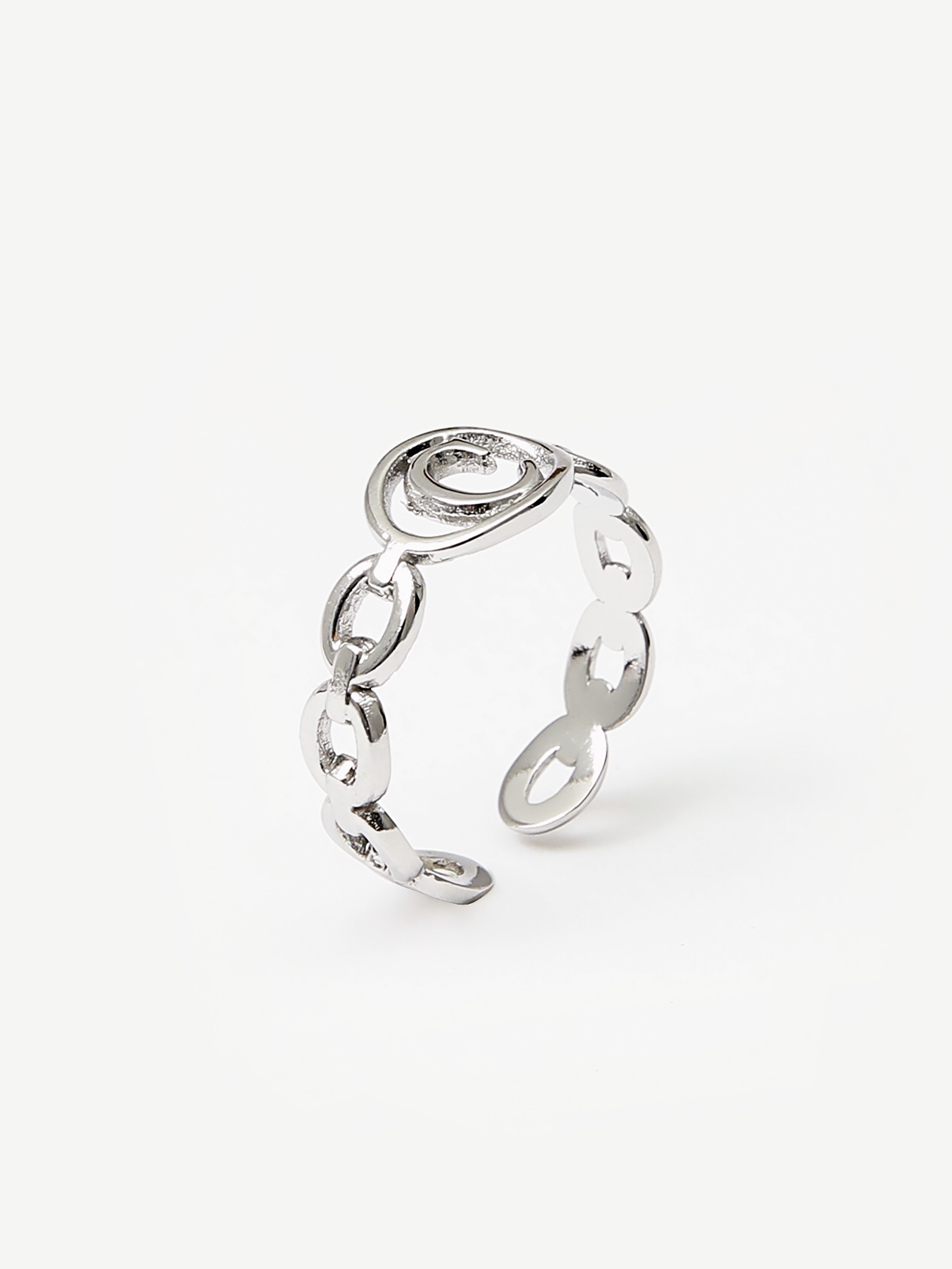 Letter Chain Decor Cuff Ring - Cider
