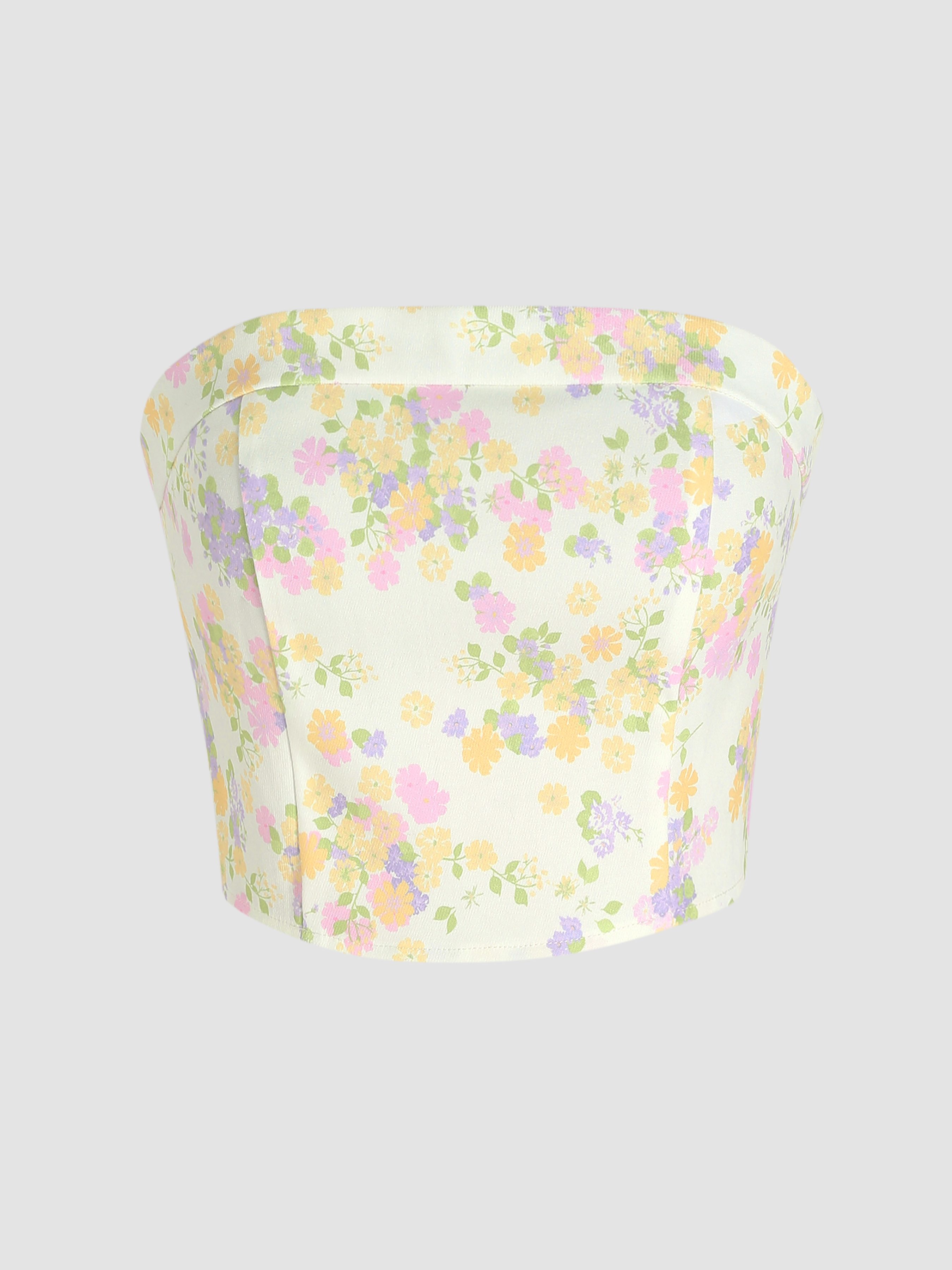 Floral Strapless Tube Top - Cider