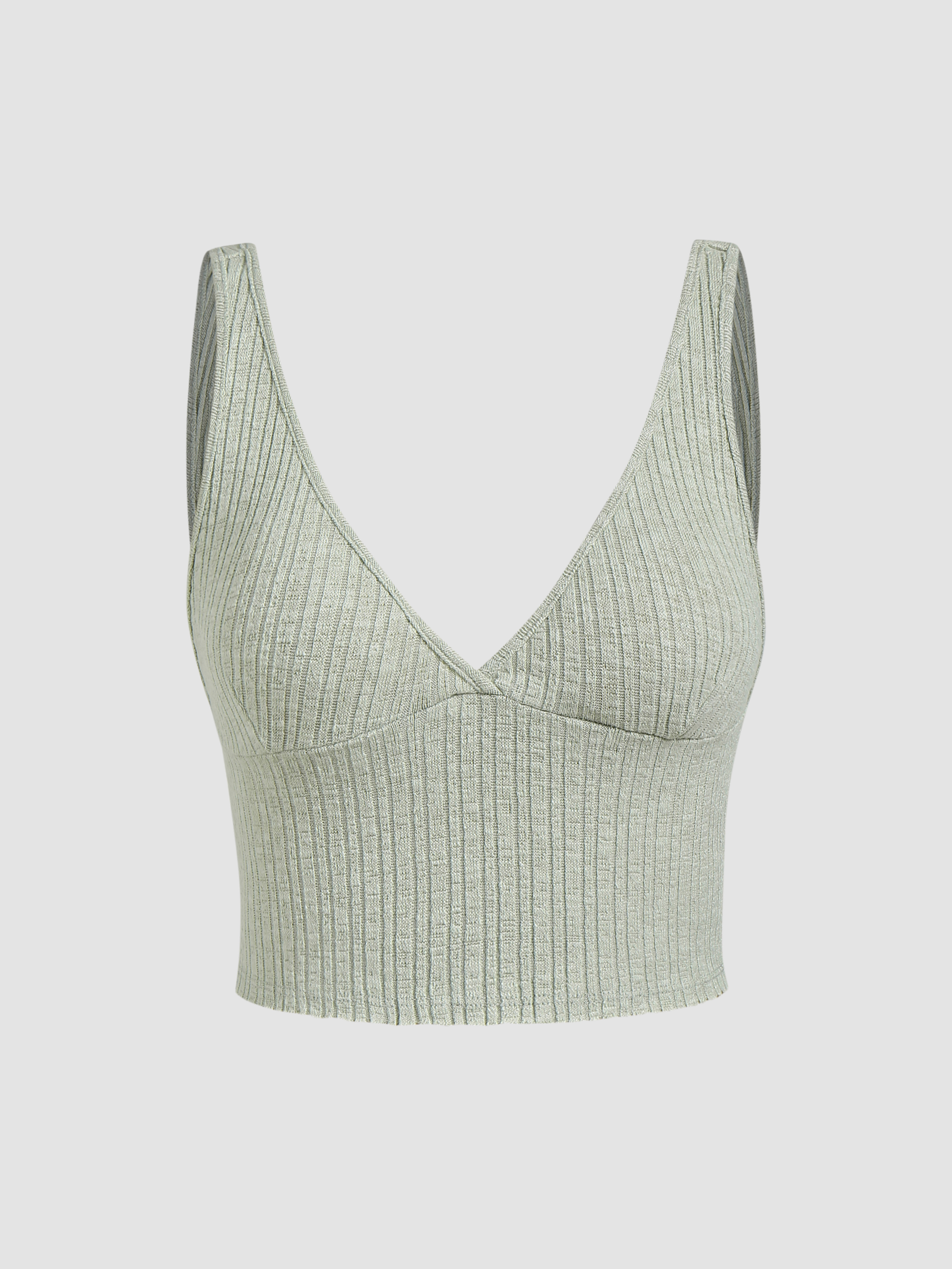 Solid Knit Crop Tank Top For Exhibition Vacation