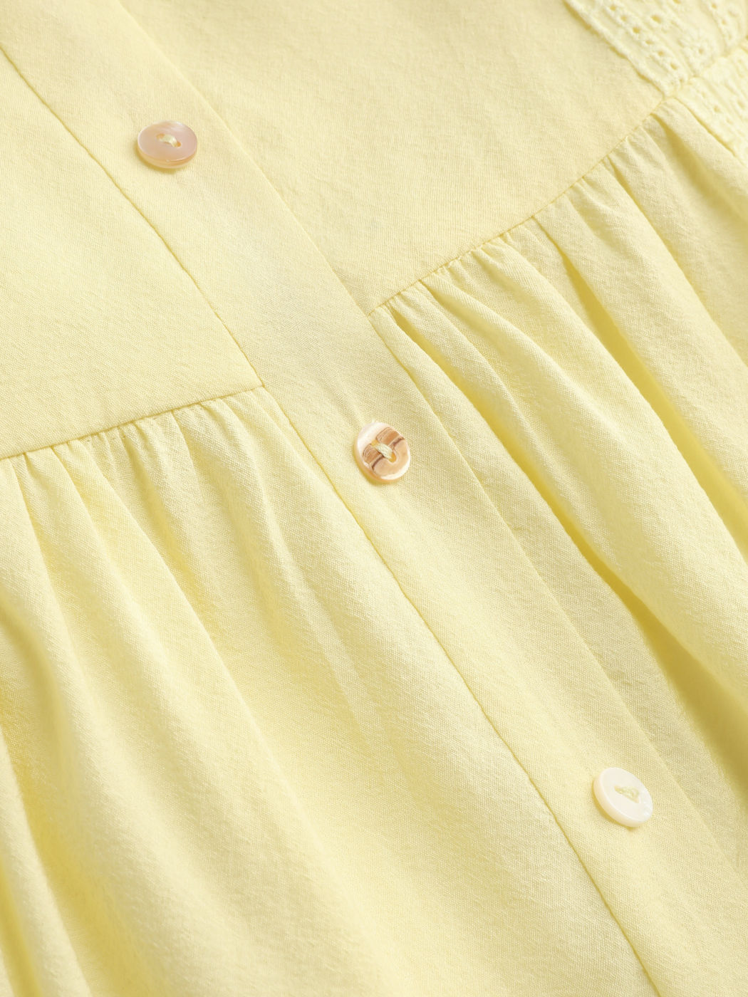 Ruffle Trim Button Shirred Mini Dress - Cider