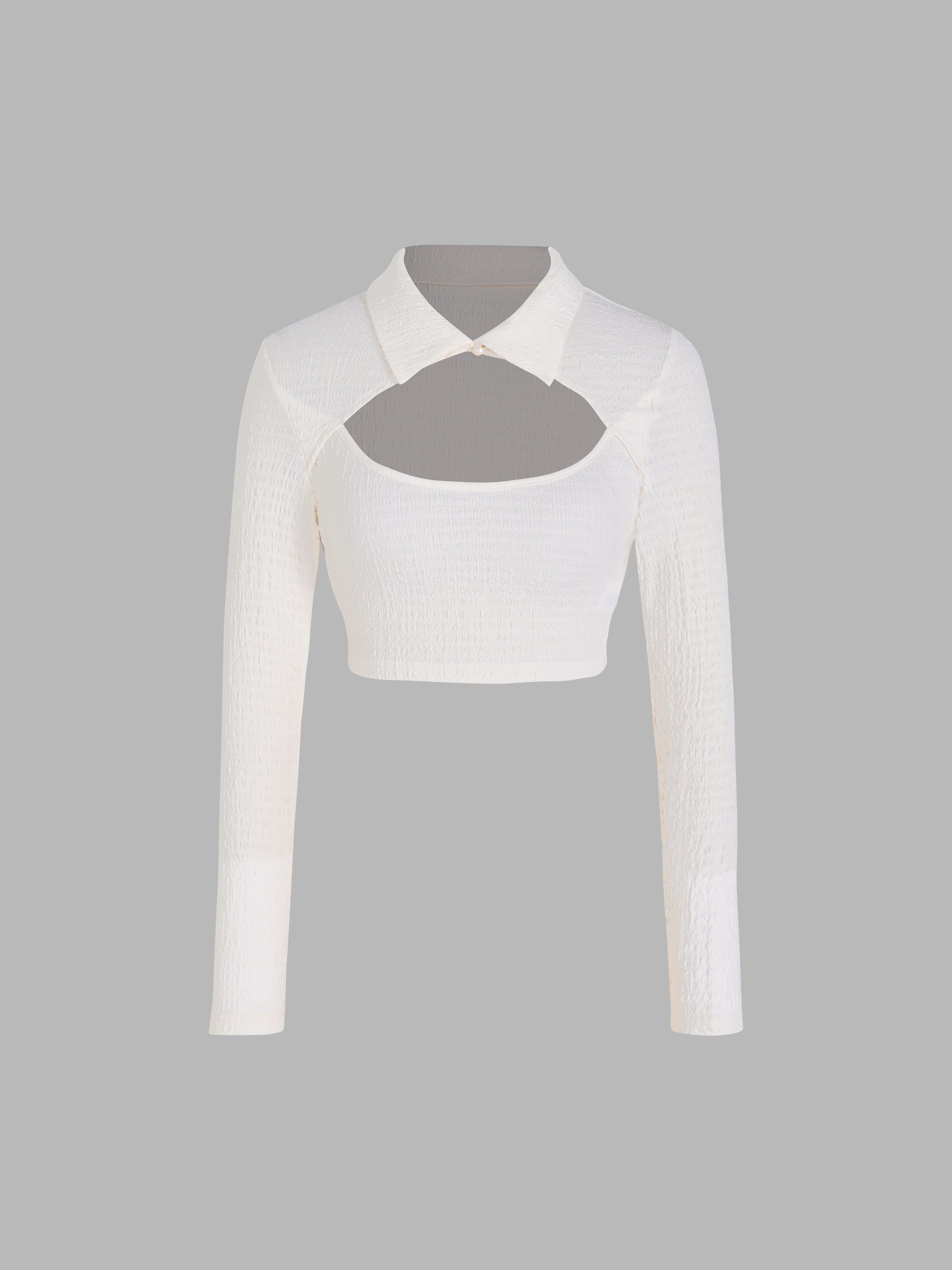 Collar Cut Out Texture Top - Cider