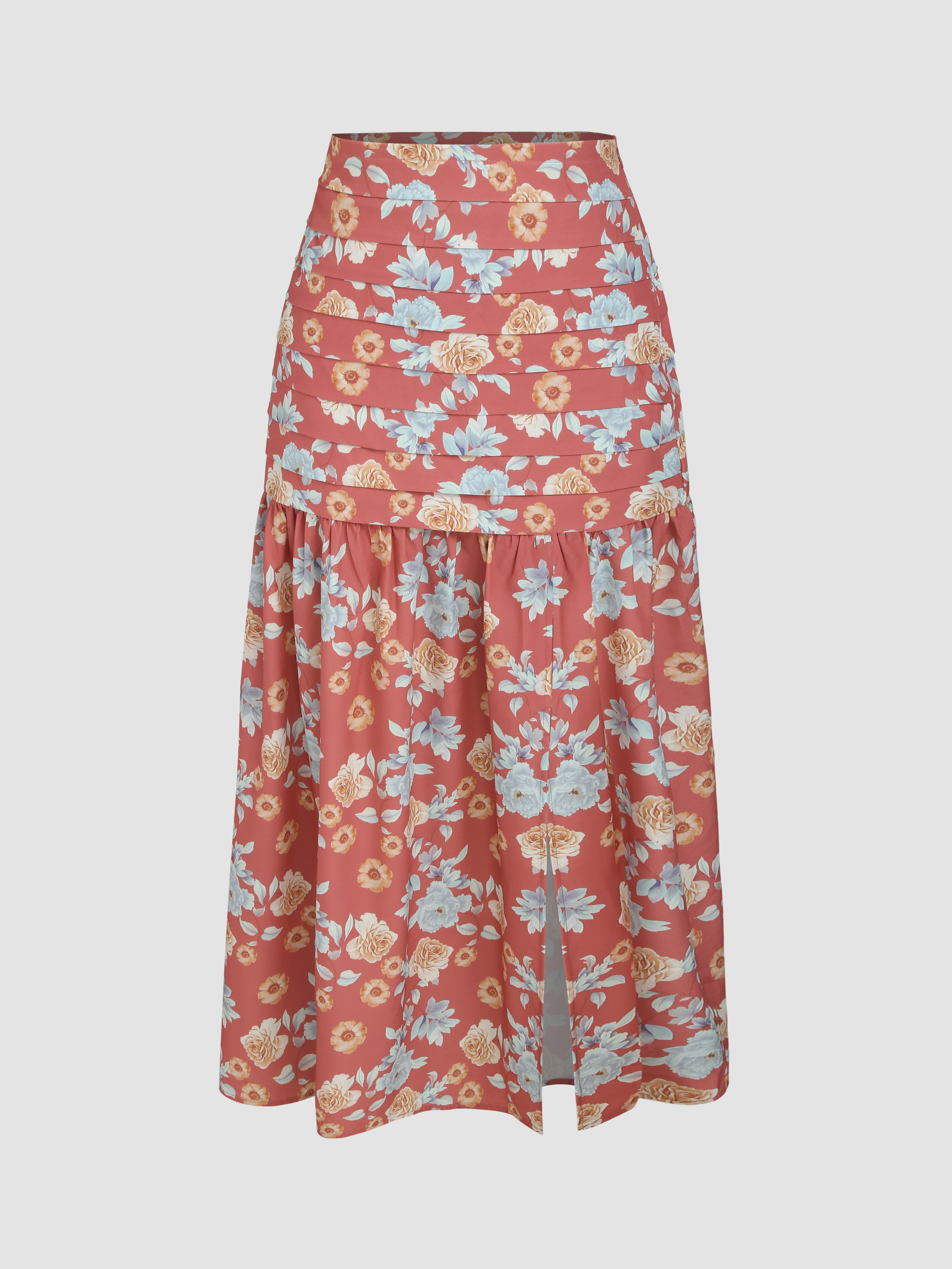 Floral Slit Midi Skirt