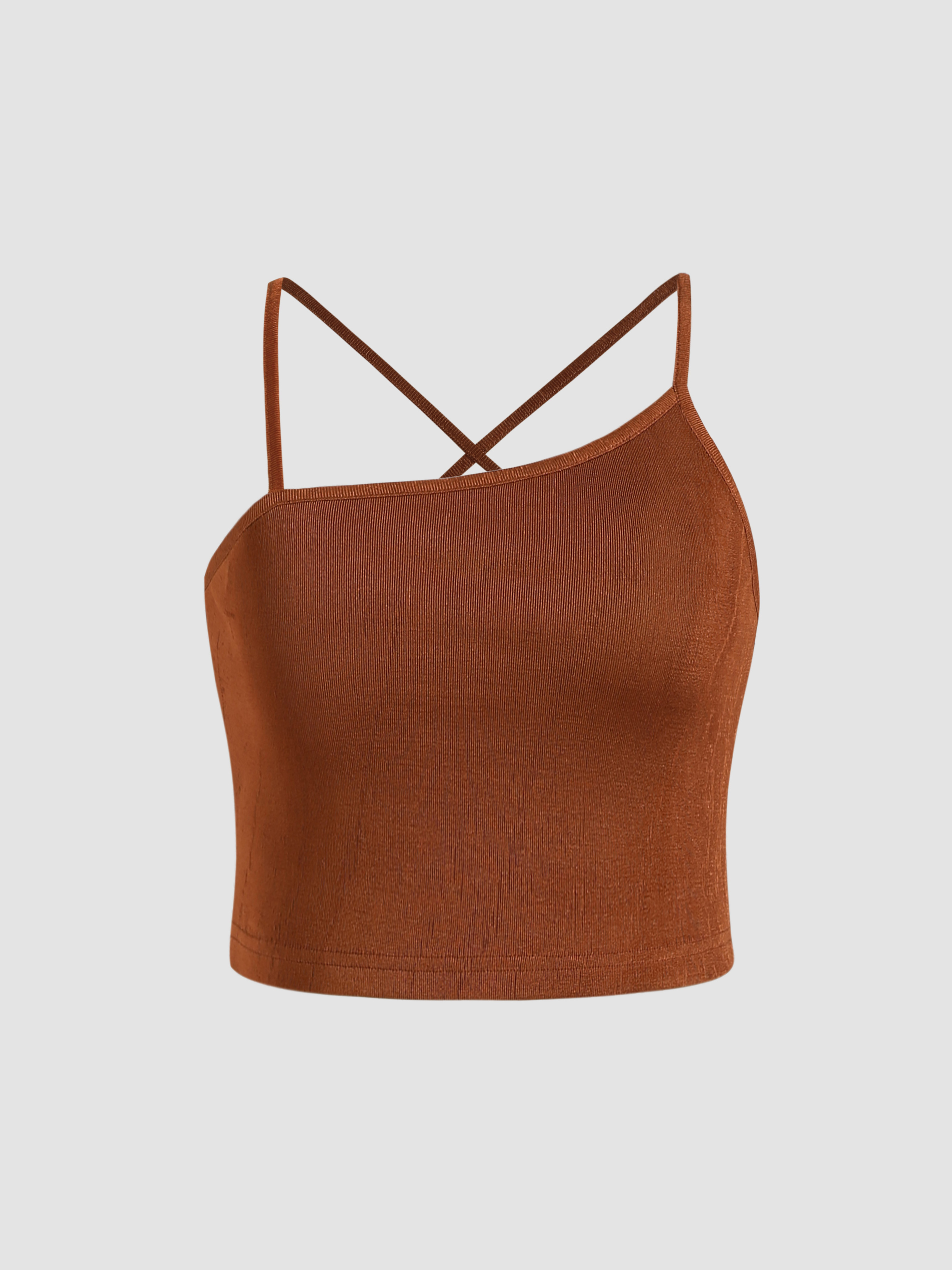 Curve & Plus Solid Cross Tank Top - Cider