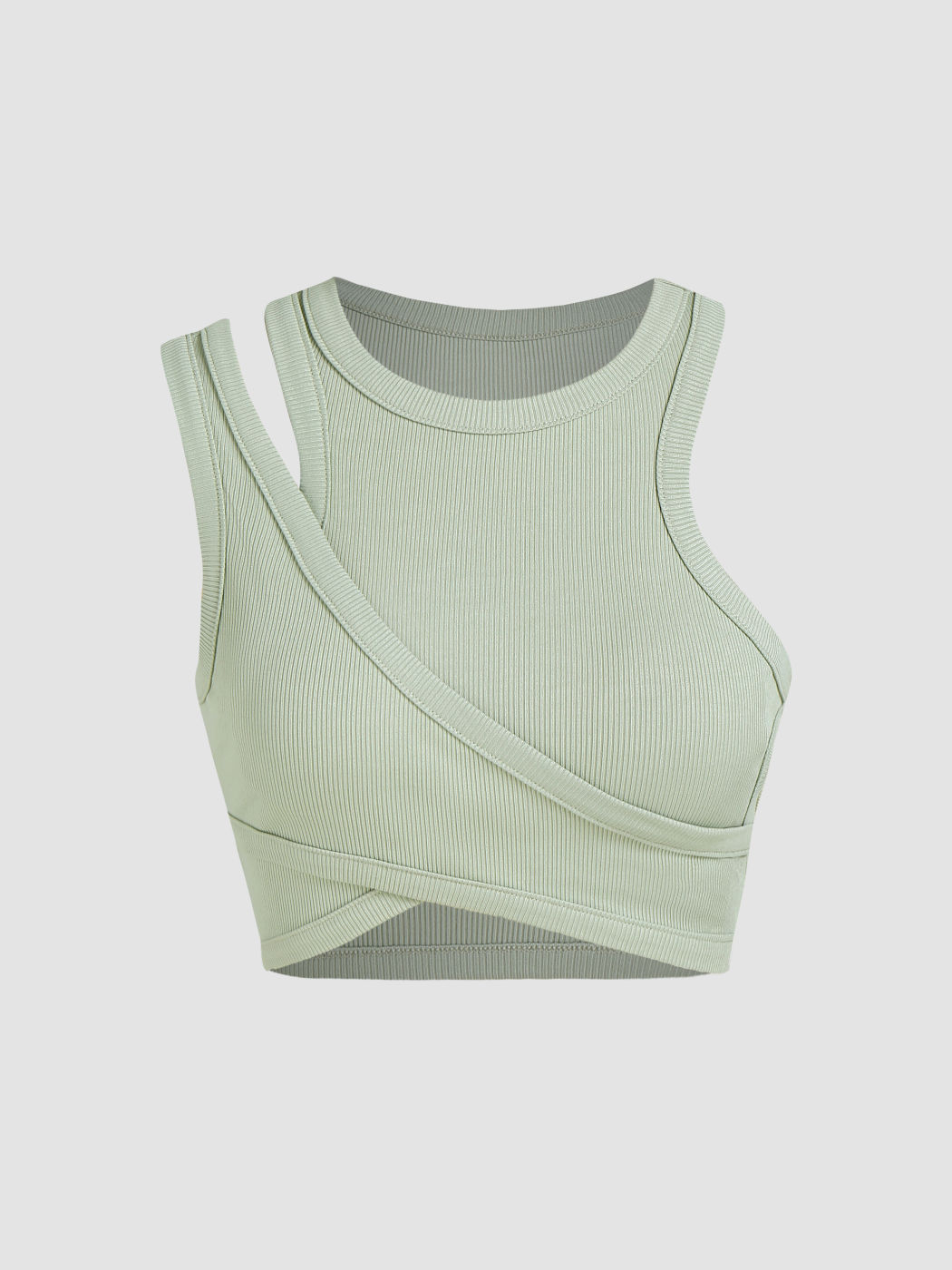 Rib Cut Out Tank Crop Top For Music Festival/Live House Exhibition Vacation