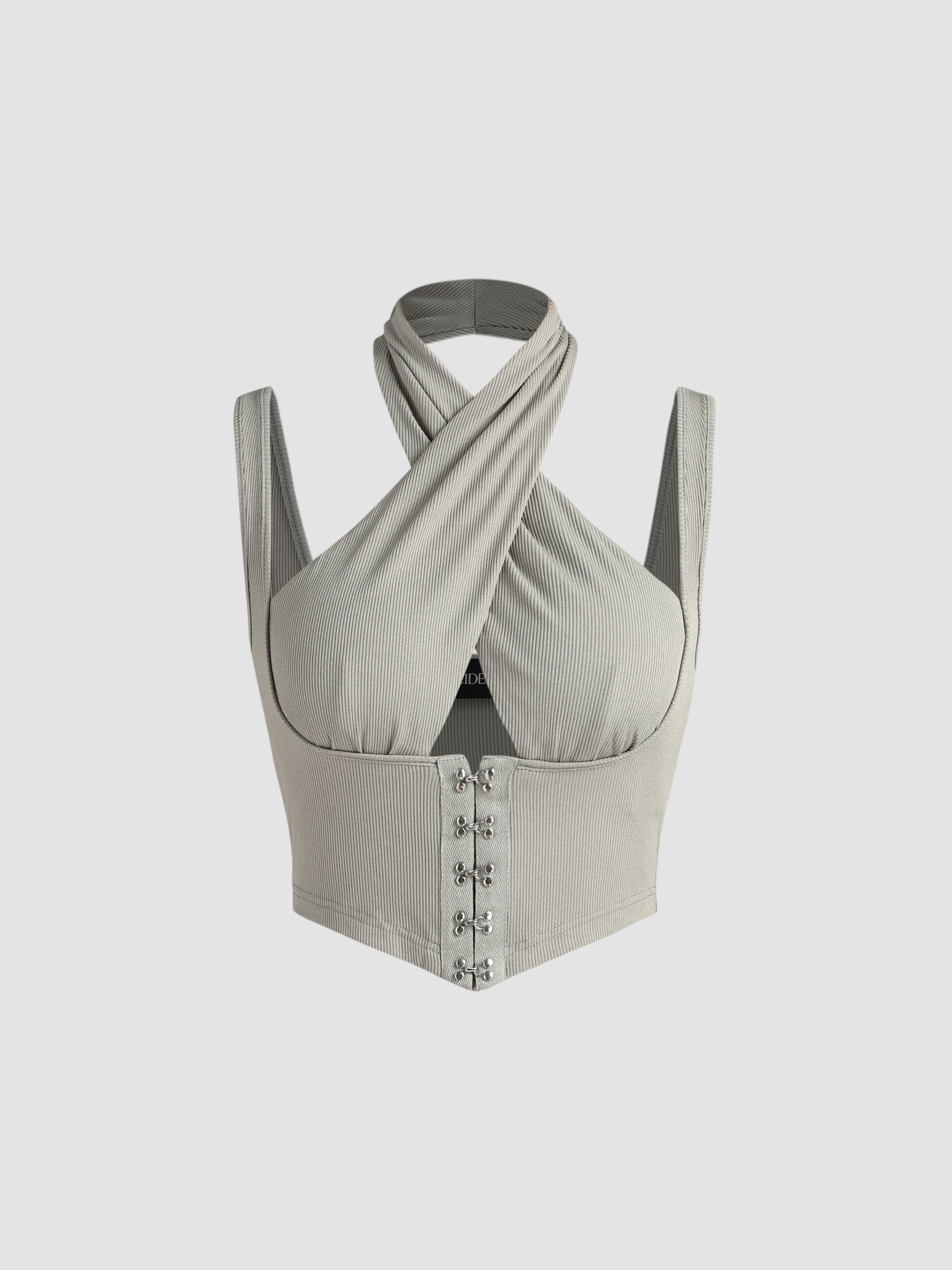 Cross Halter Buckle Up Tank Top For Party/Clubbing Exhibition Coffee Shop