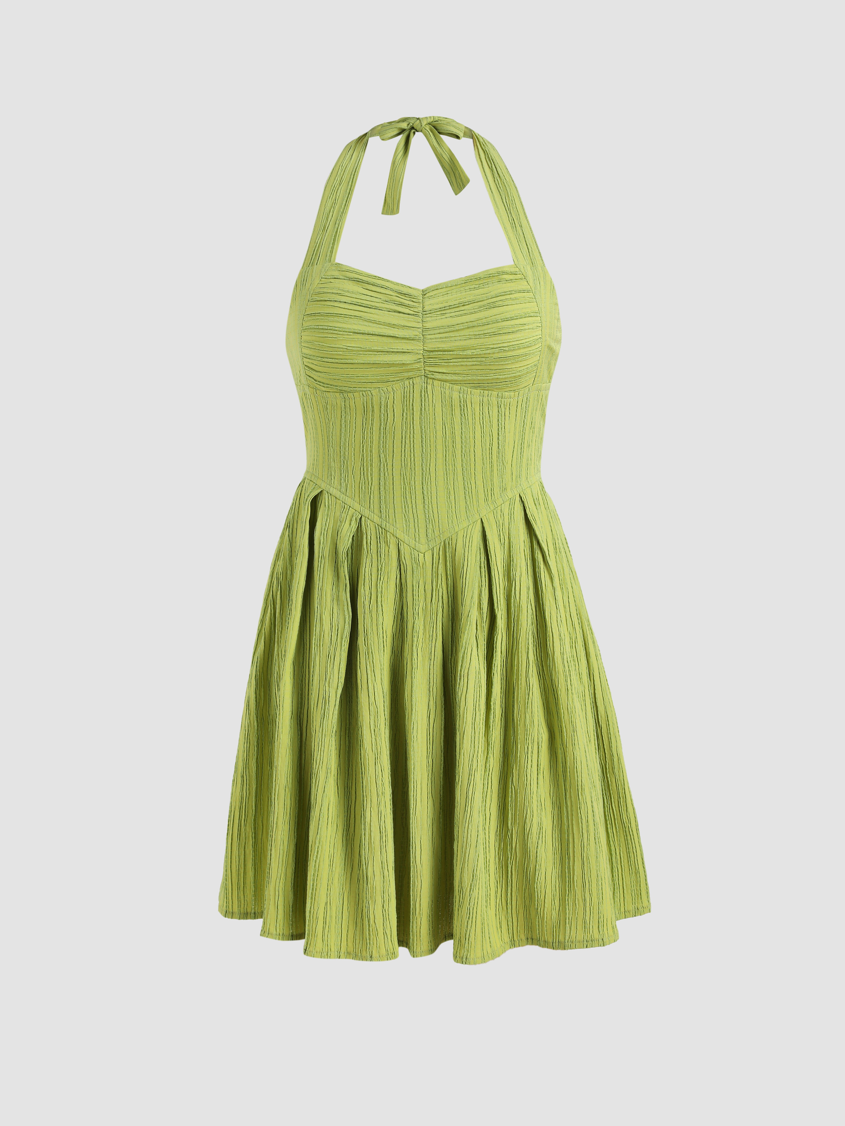 Texture Halter Mini Dress For Outdoor