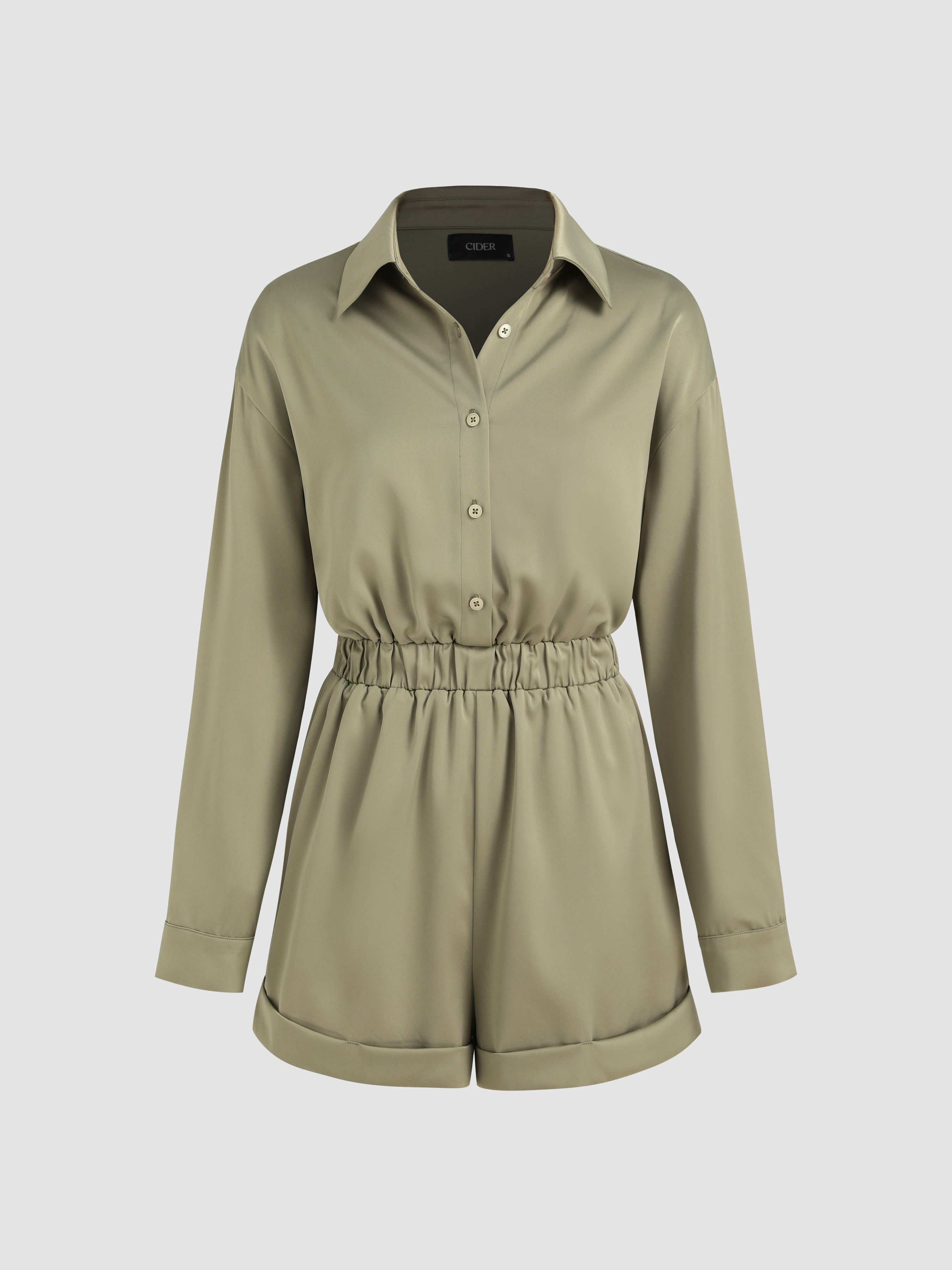 Collar Button Down Romper - Cider