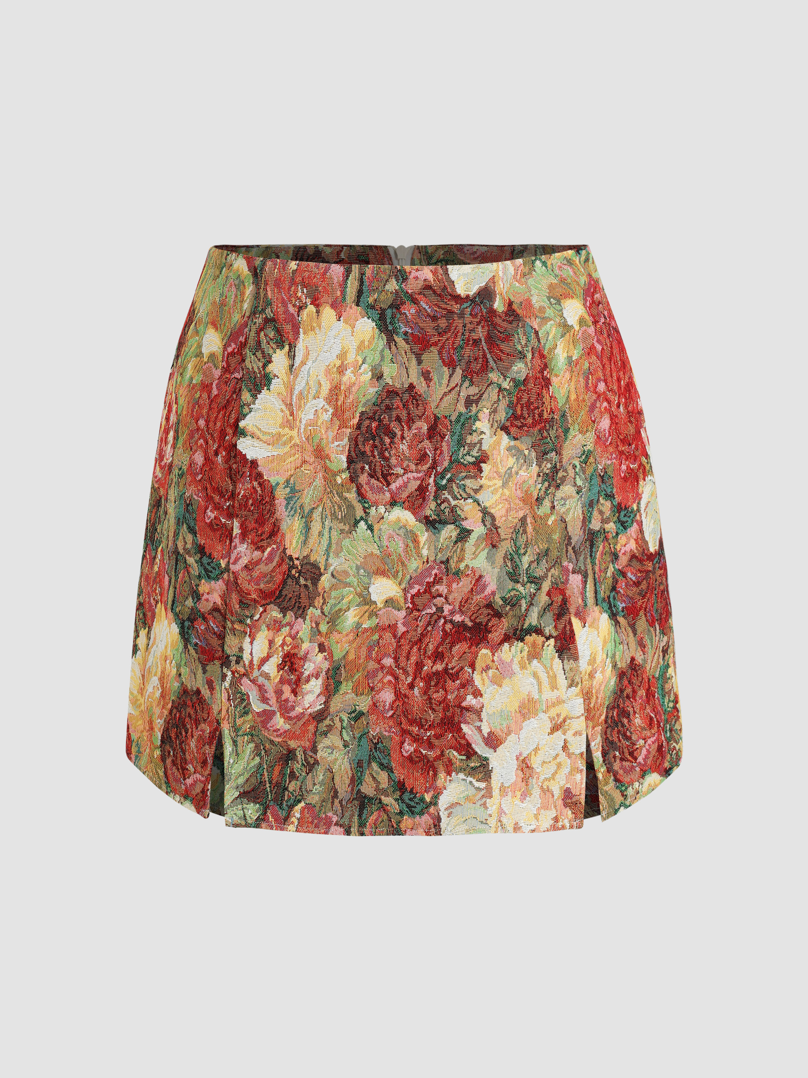 Jacquard Enchanted Garden Floral Mini Skirt Curve & Plus For Coffee ...