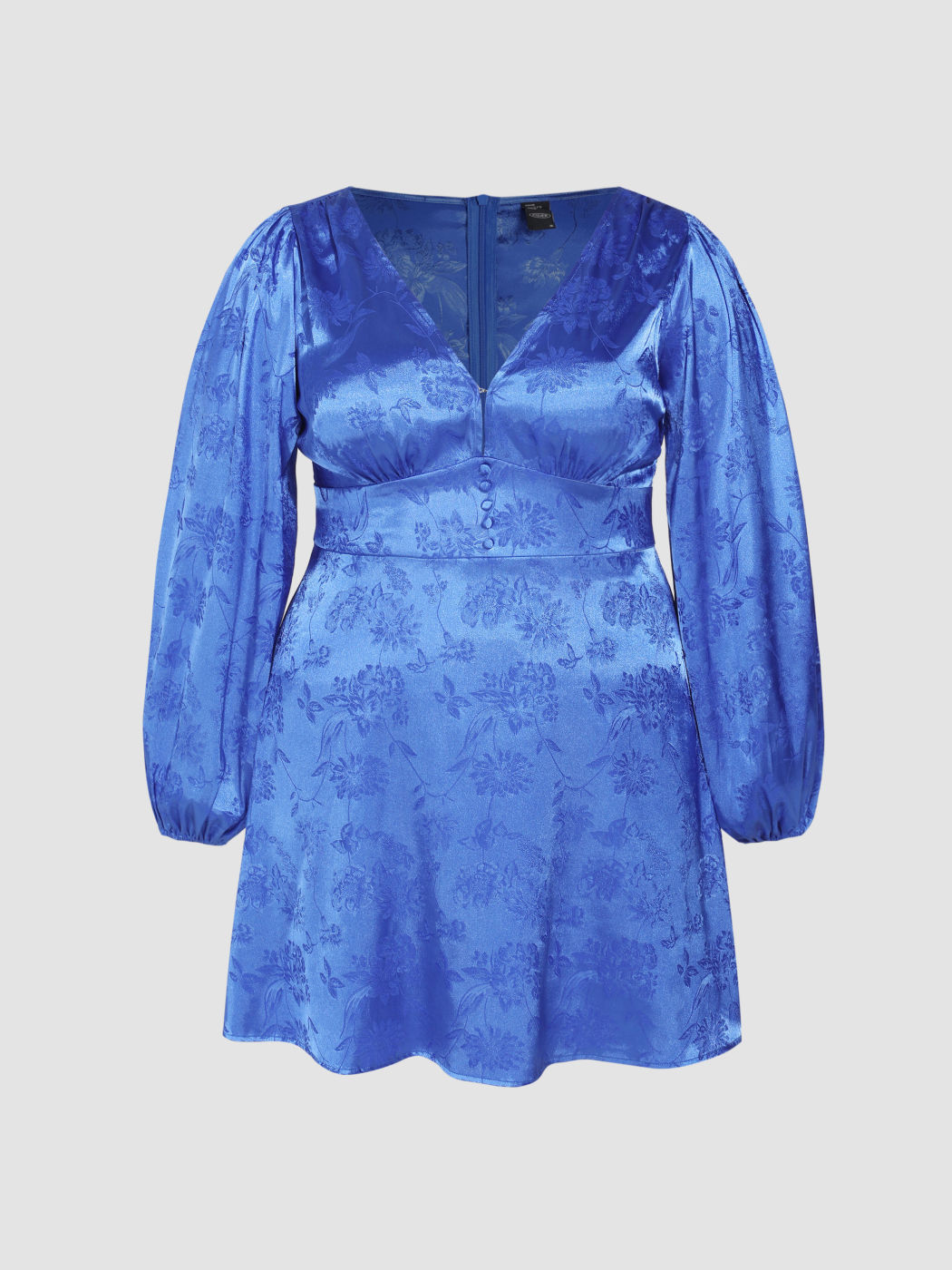 Curve And Plus Floral Jacquard Corset Long Sleeve Mini Dress For Date