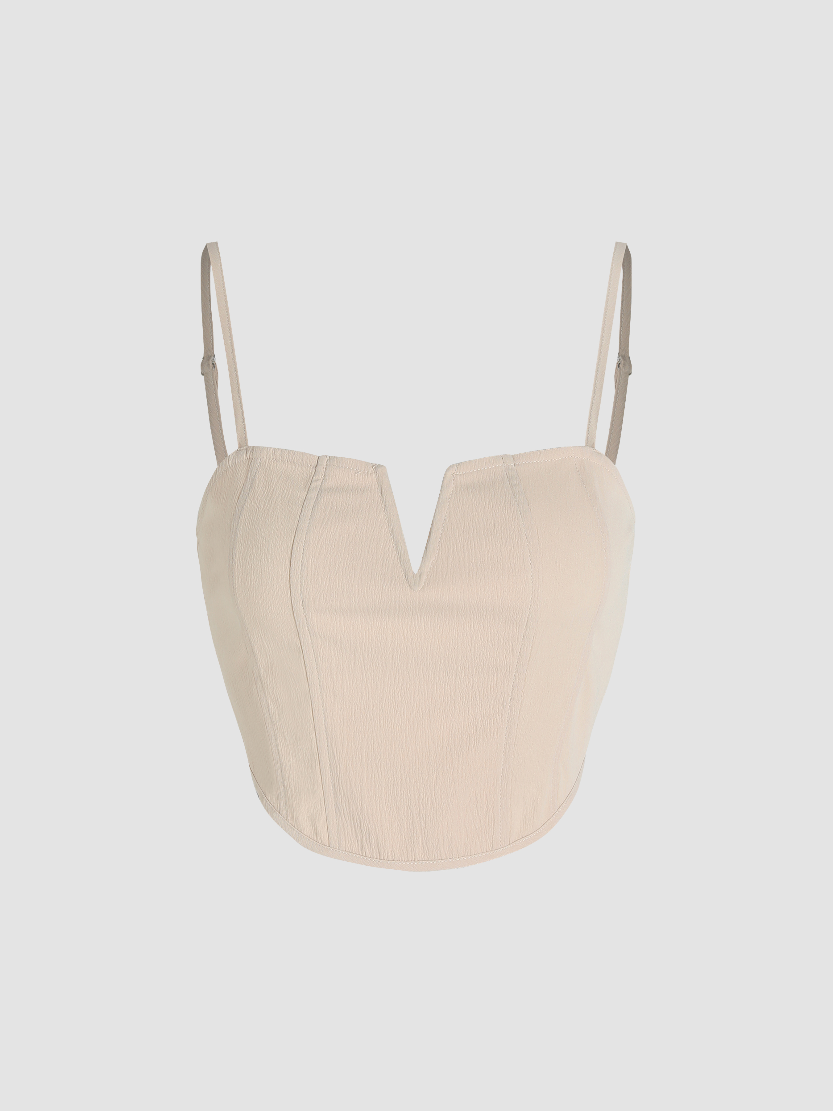 Solid V-Wire Cami Crop Top For Daily Casual Coffee Shop Holiday Beach