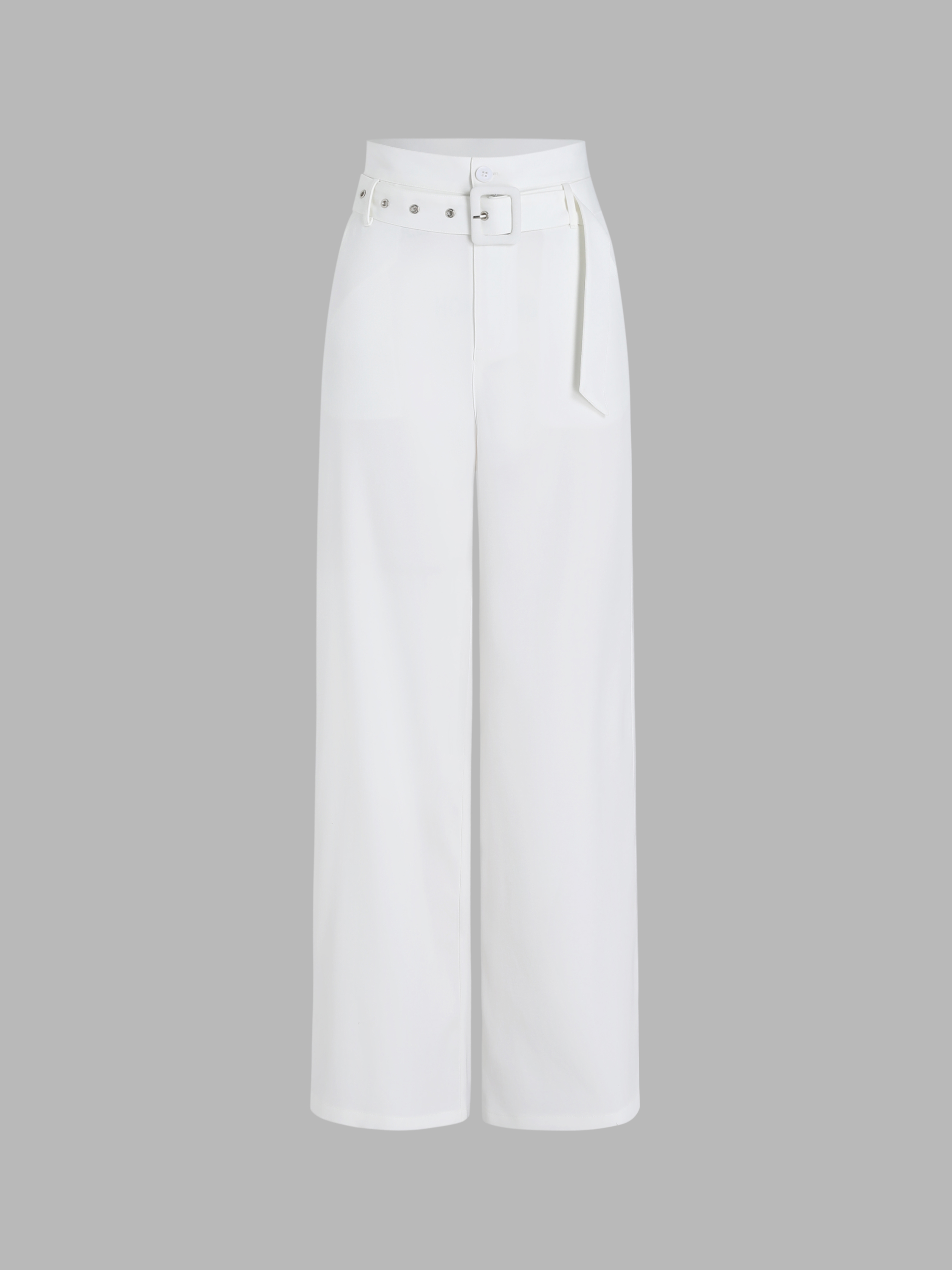 Solid Straight Leg Pants With Belt - Cider