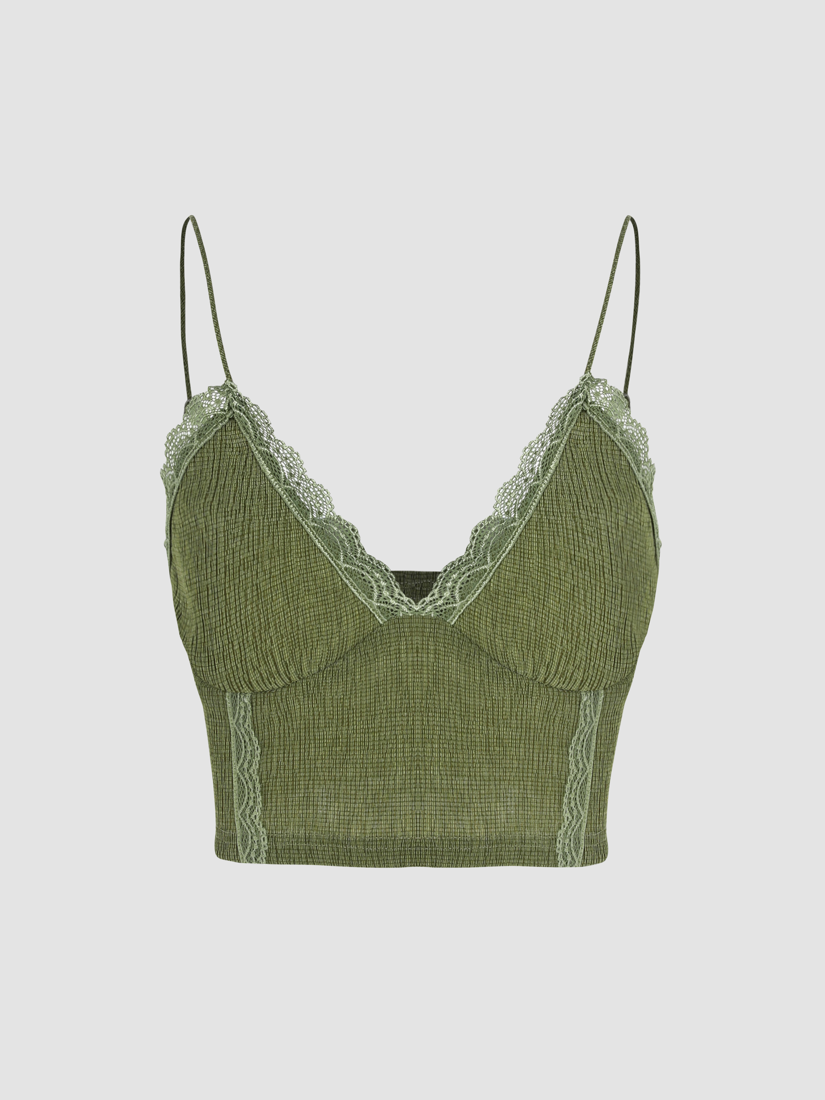 Texture Lace Trim Tank Top For Daily Casual Date Picnic Coffee Shop ...