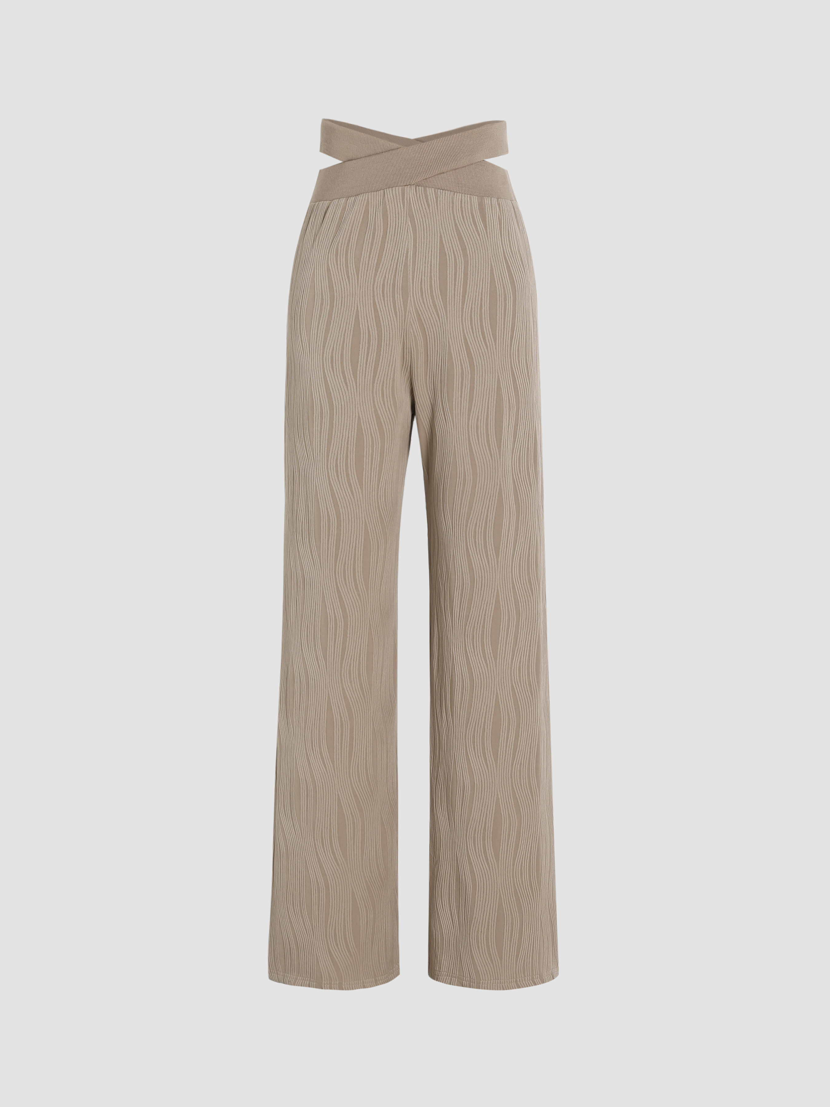 Texture Straight Leg Pants - Cider