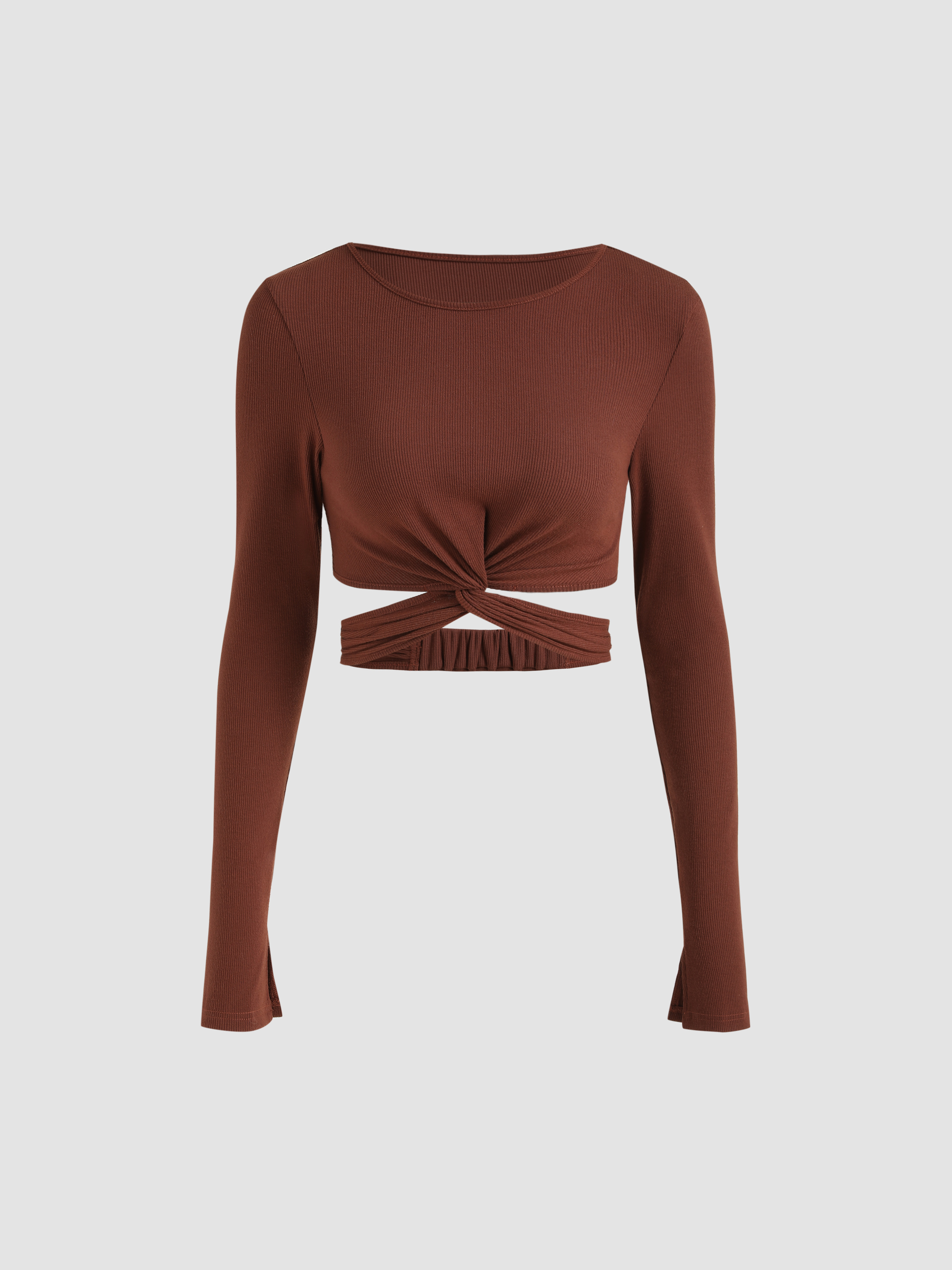 Solid Twist Long Sleeve Top - Cider