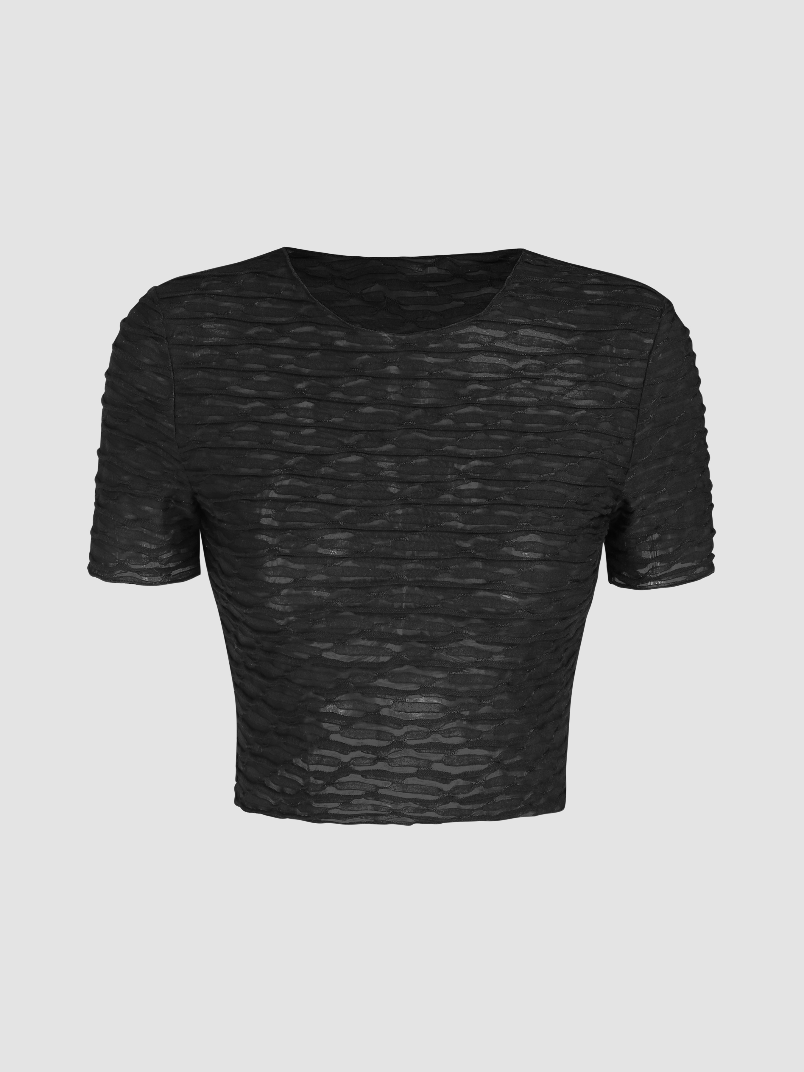 Texture Solid Crewneck Tee For Party/Clubbing Outdoor