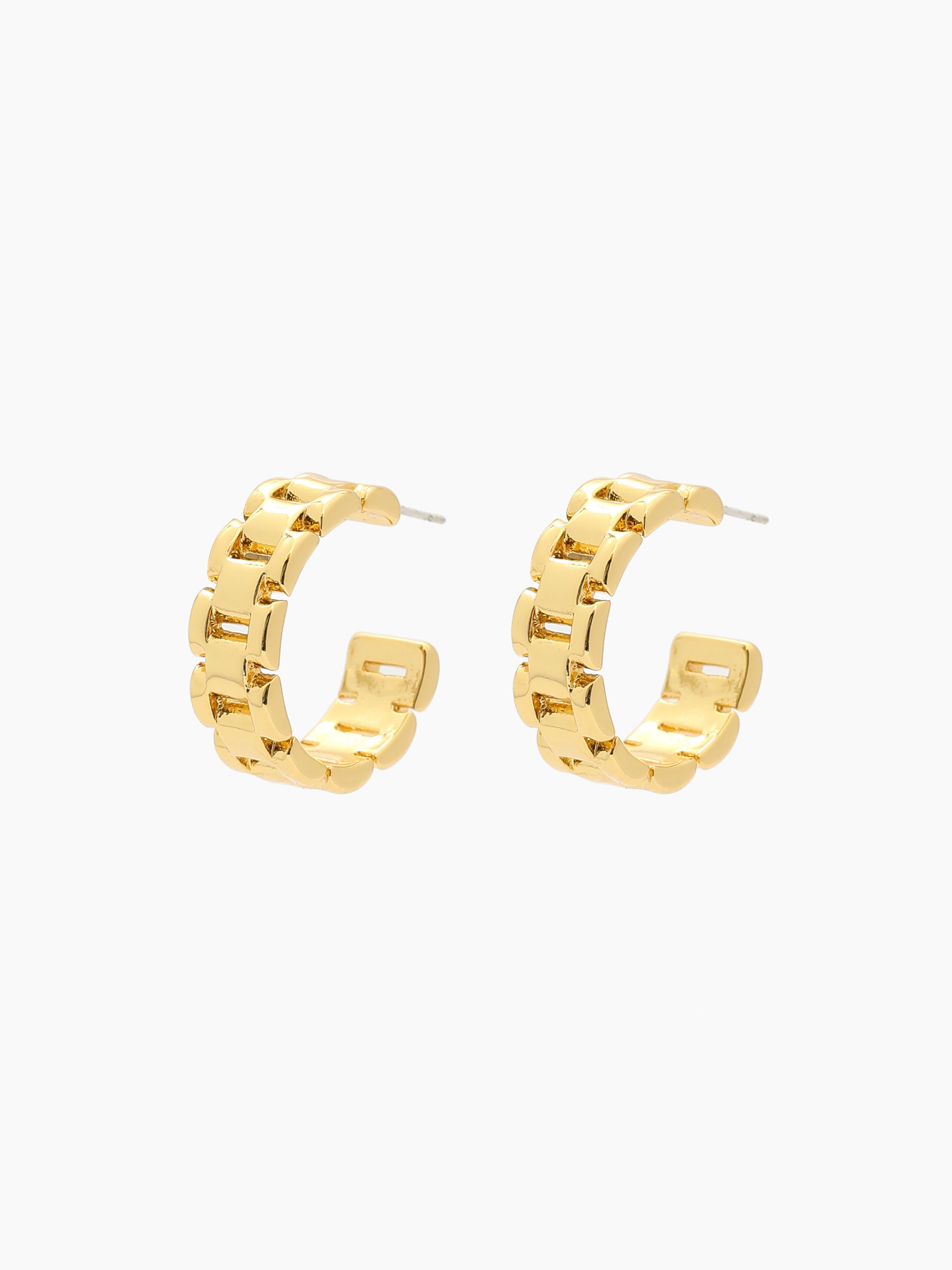 Chain Design Hoop Earrings - Cider