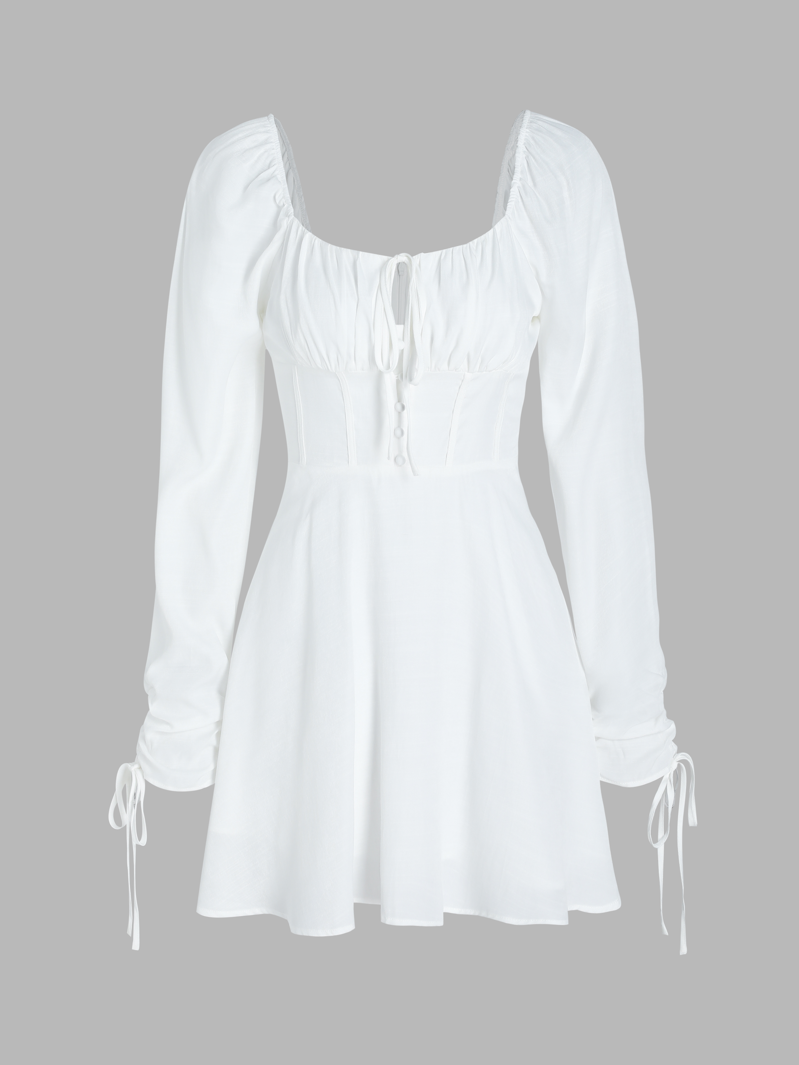 Drawstring Corset Solid Mini Dress - Cider