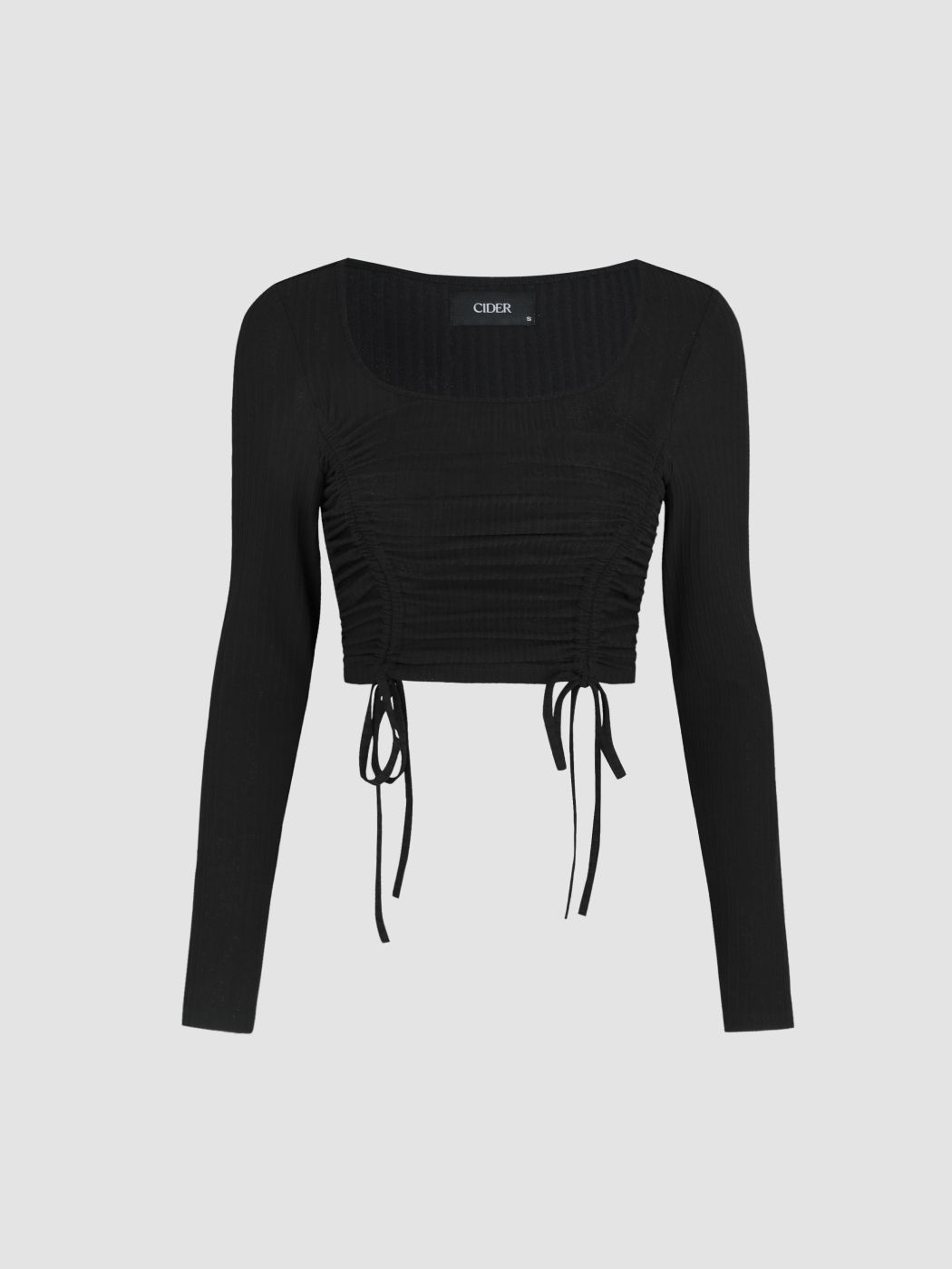 Knit Fabric Solid Drawstring Crop Top For Daily Casual Coffee Shop ...