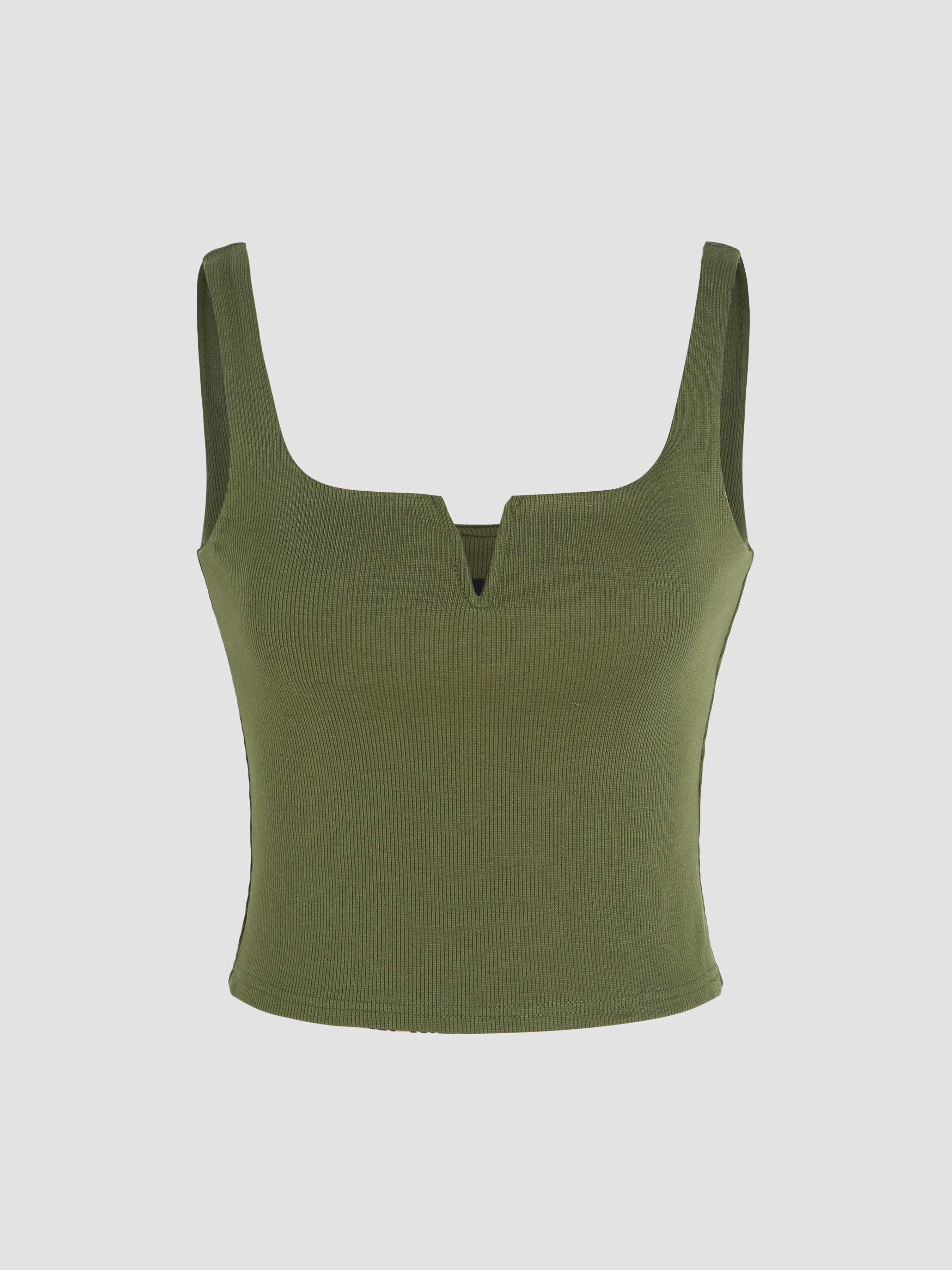 Recycled Fabric Solid V-Wire Tank Top For Daily Casual Music Festival ...