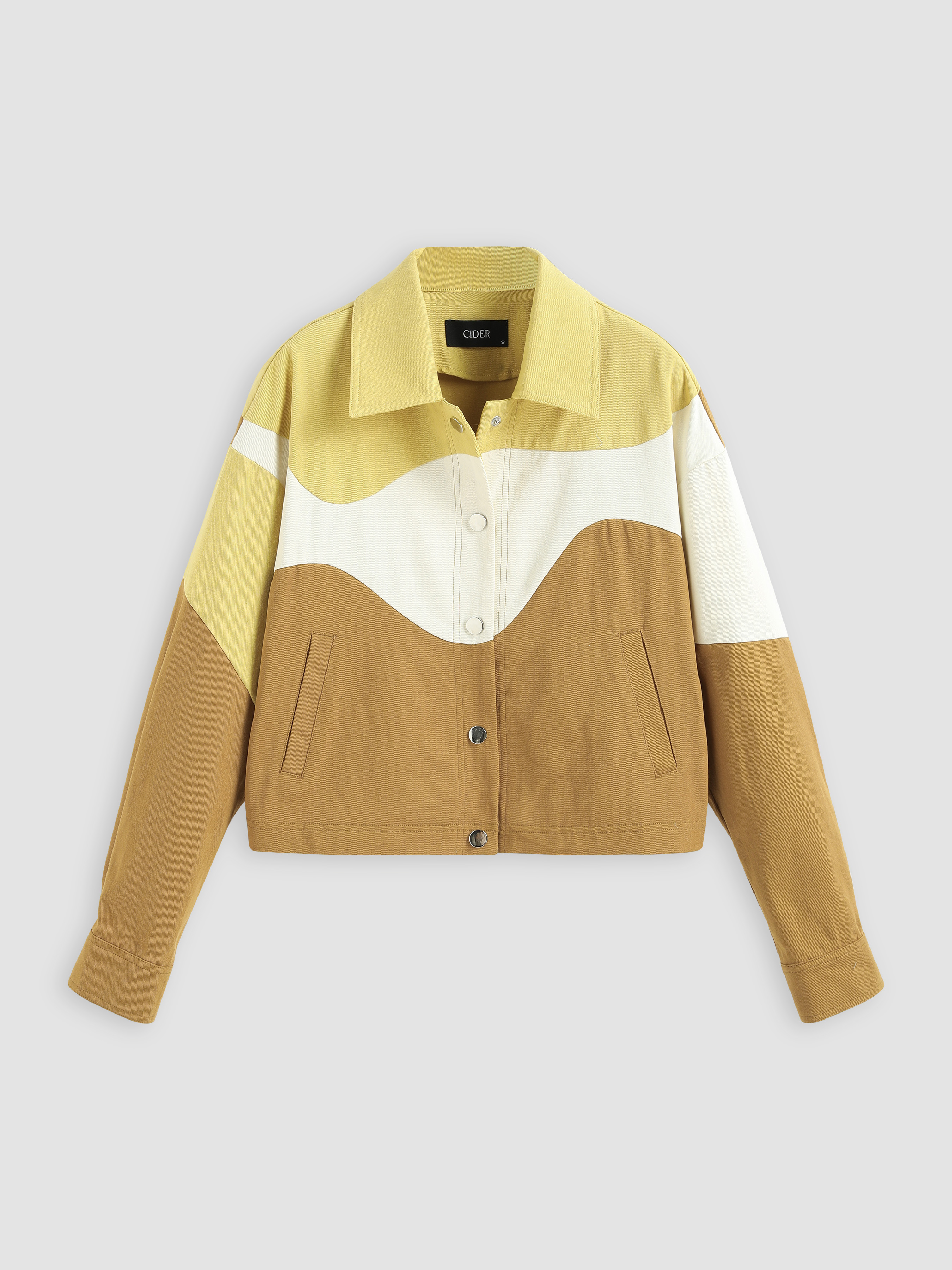 Patchy Button Up Collared Jacket - Cider