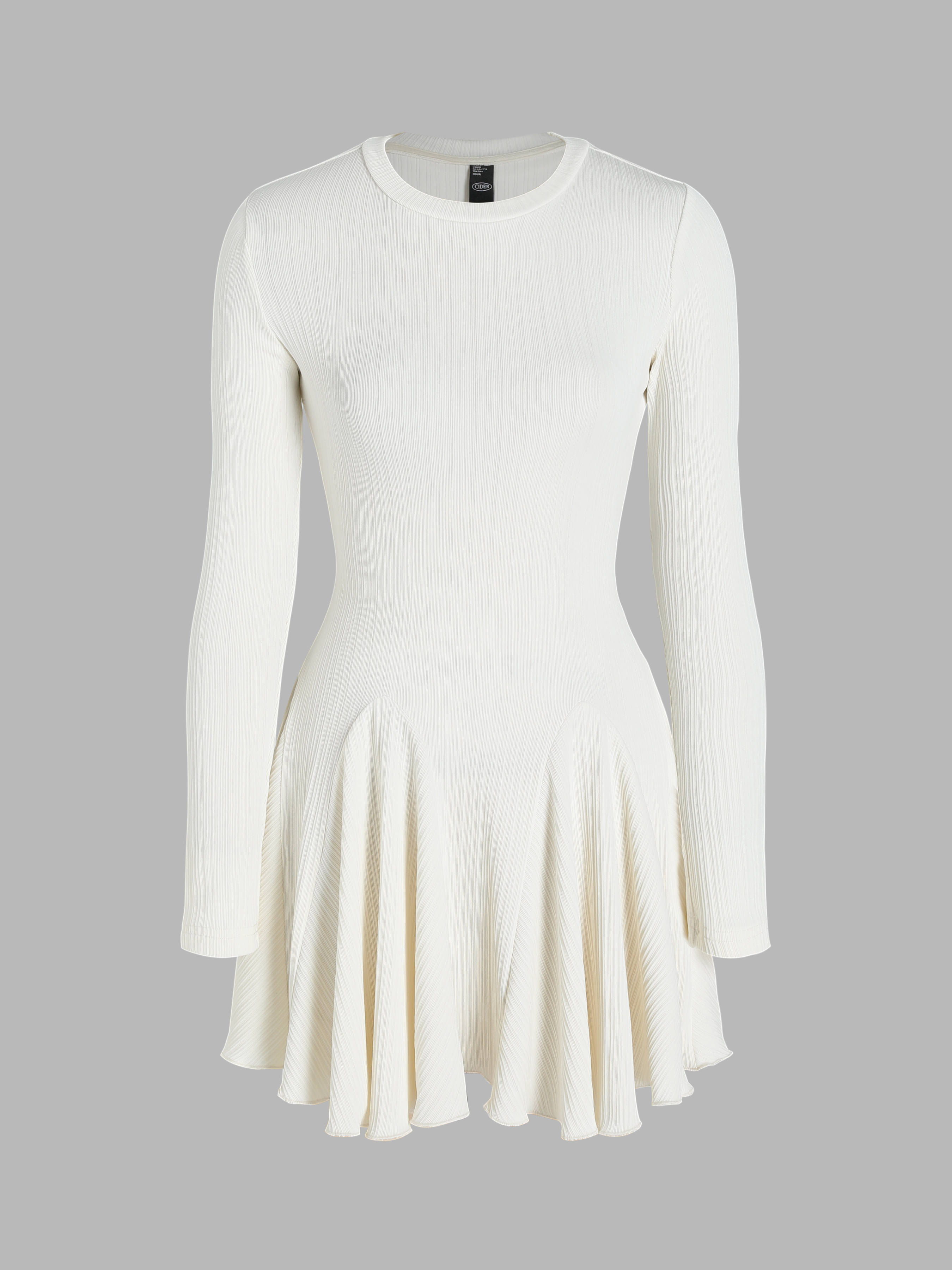 Solid Texture Ruffle Hem Mini Dress - Cider