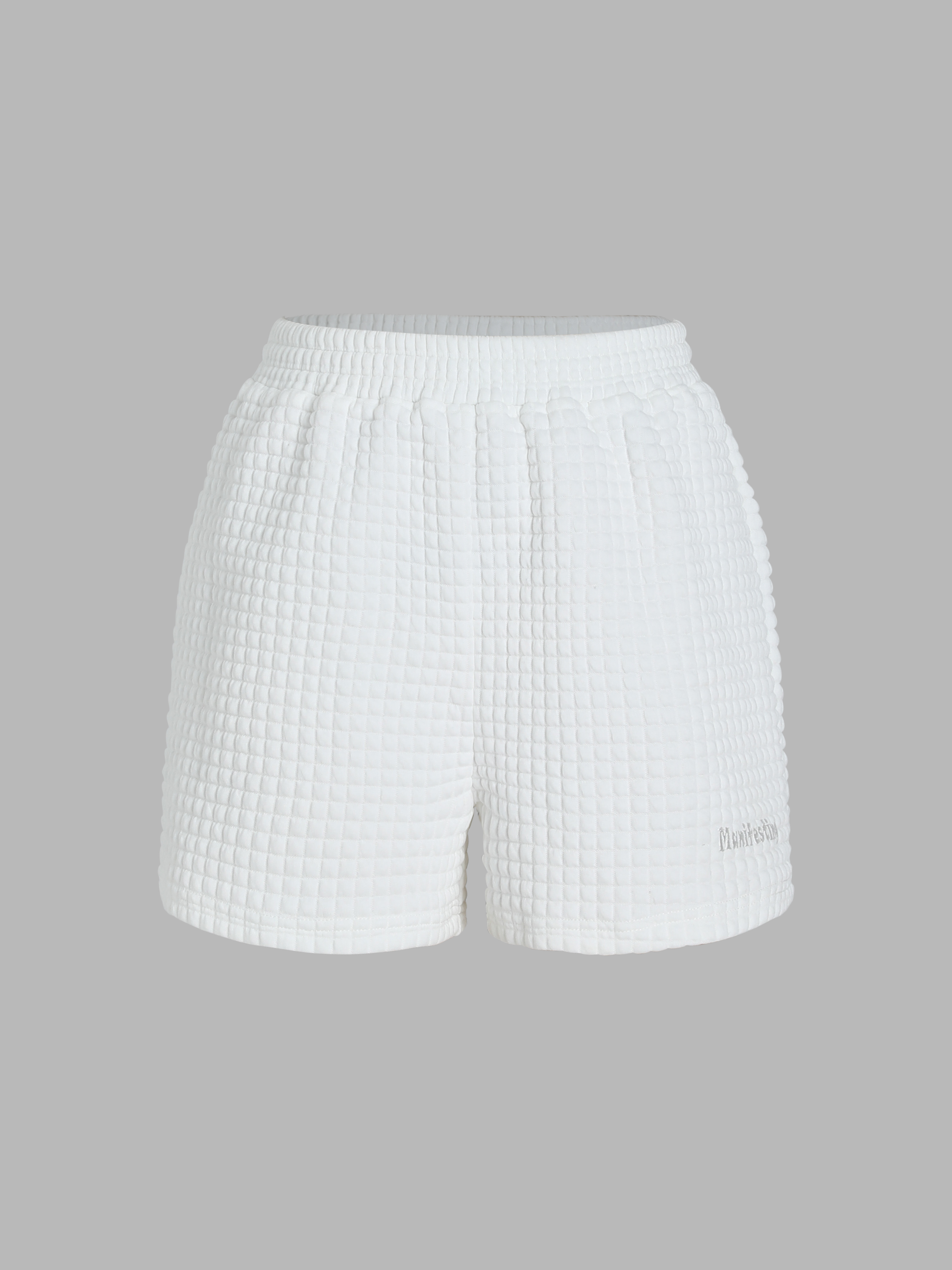 Solid Letter Texture Shorts - Cider