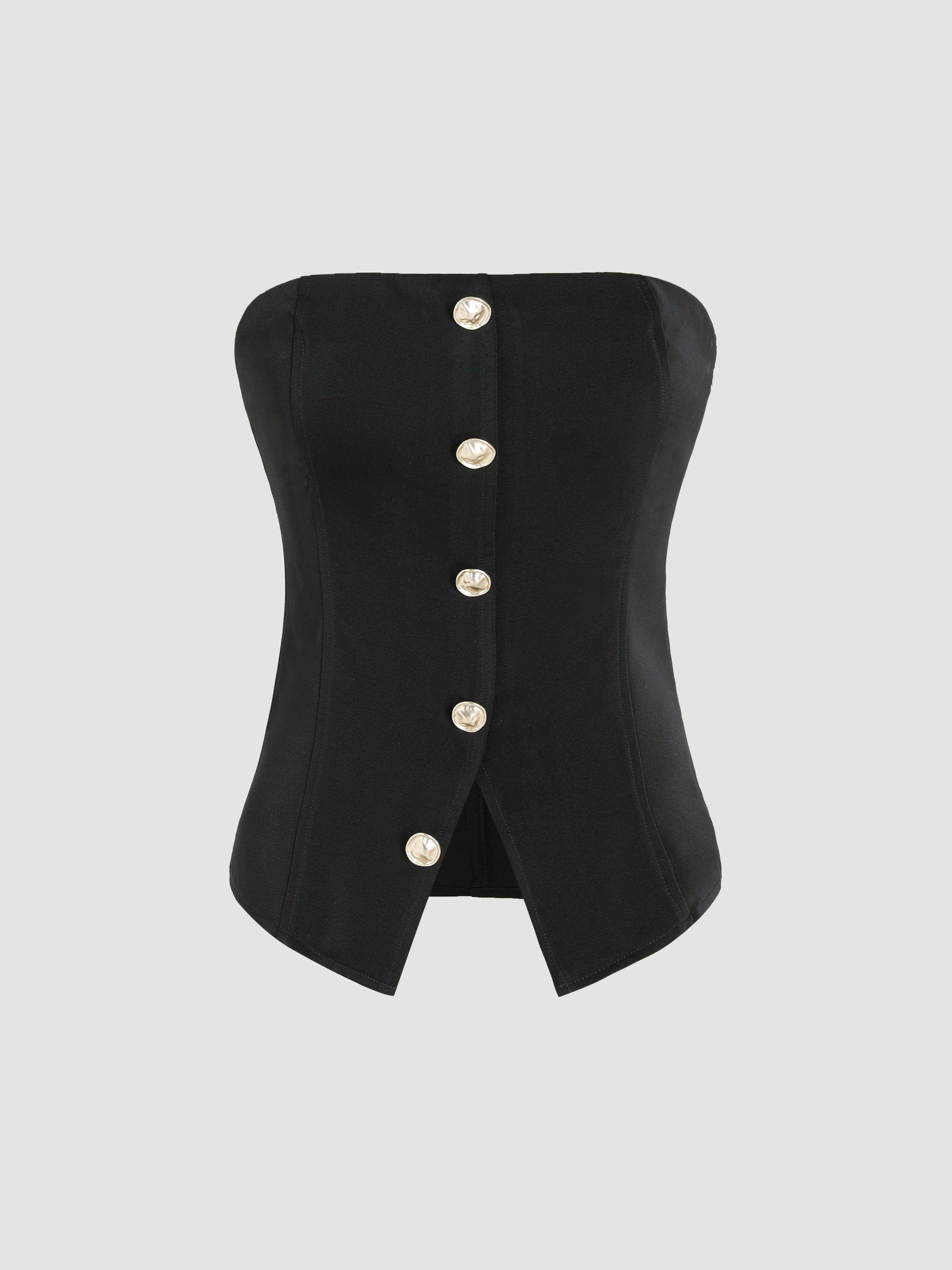 Solid Button Up Tube Top For Date Music Festival/Live House Party/Clubbing Exhibition Vacation