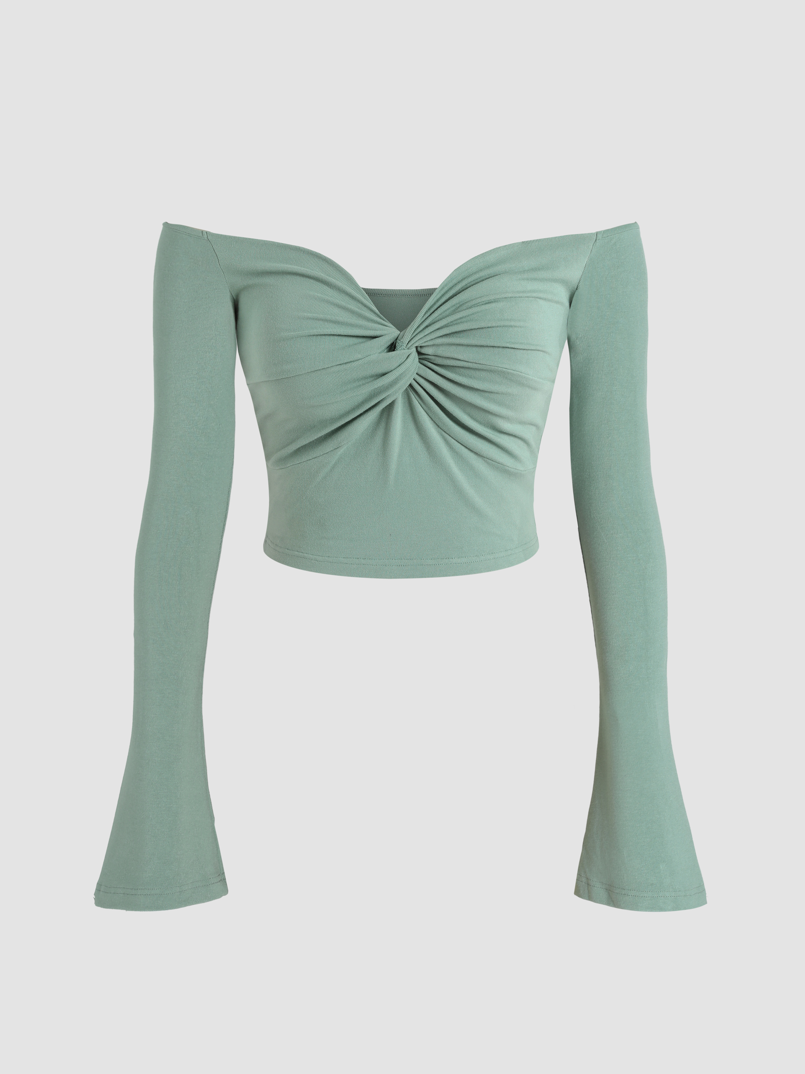 Solid Twisted Crop Top - Cider