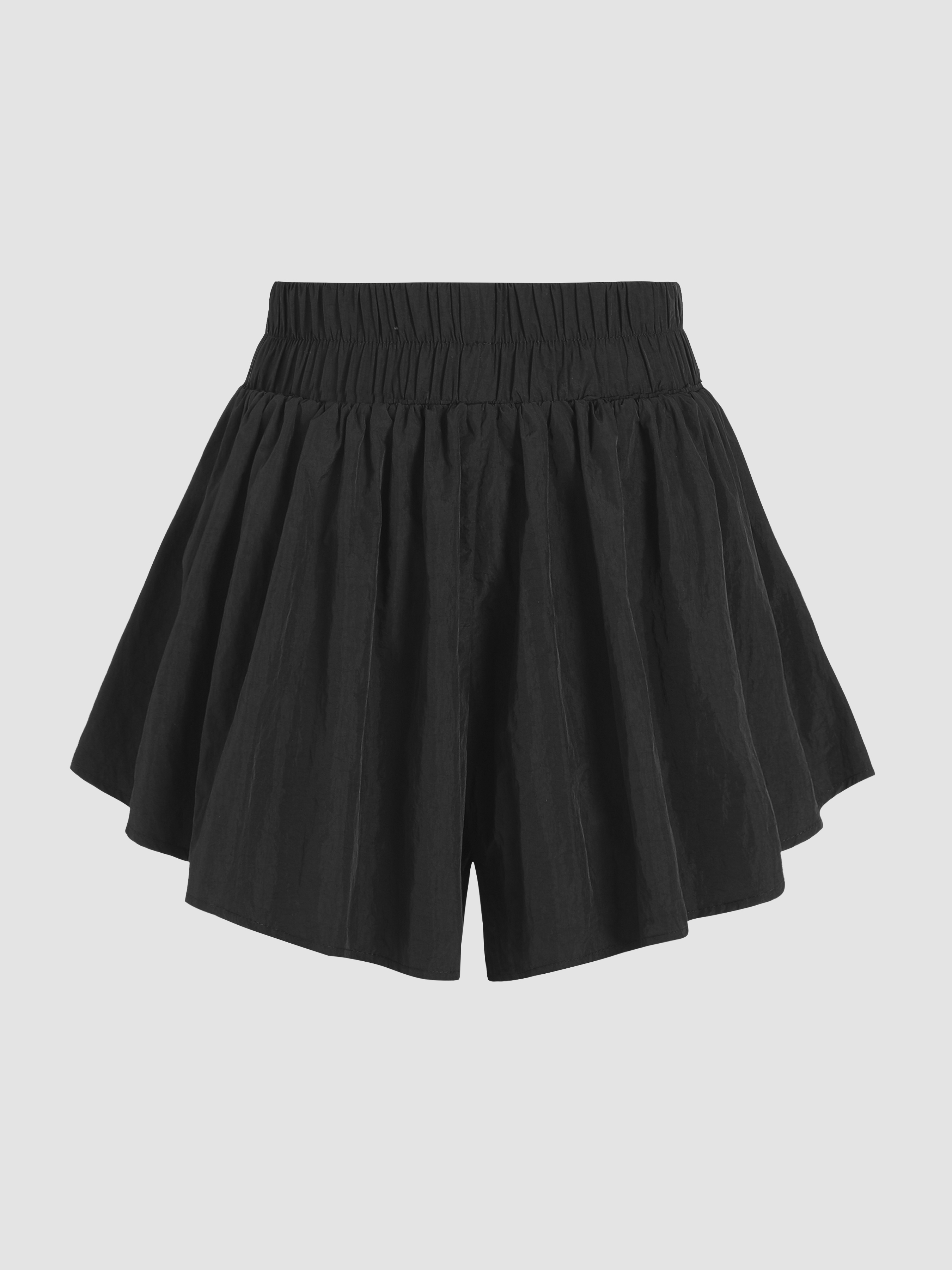 Solid Ruffle Mini Shorts For School Date Exhibition Coffee Shop