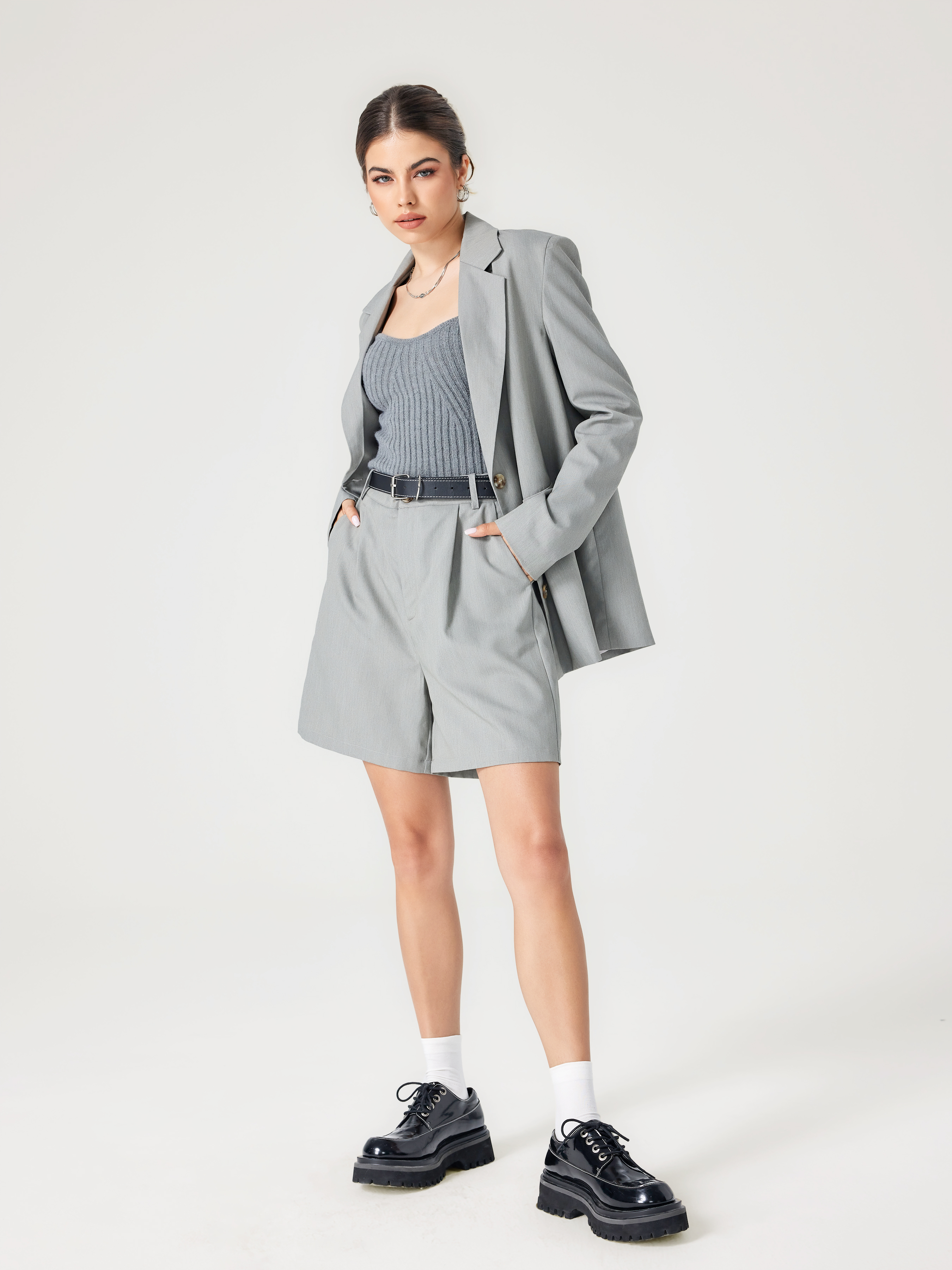 Single Breasted Solid Blazer - Cider