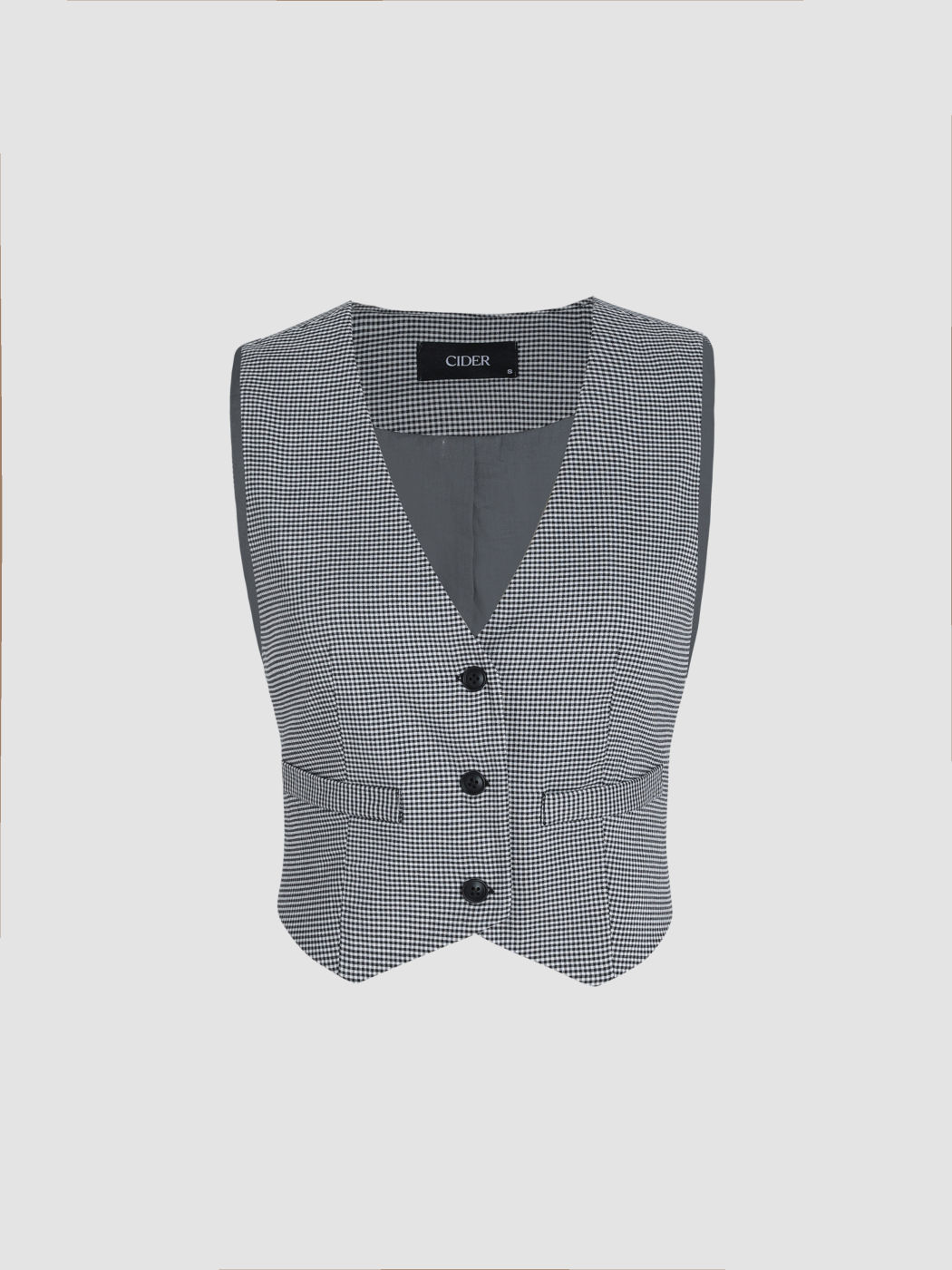 Gingham Button Up Vest For Exhibition Coffee Shop Vacation Holiday