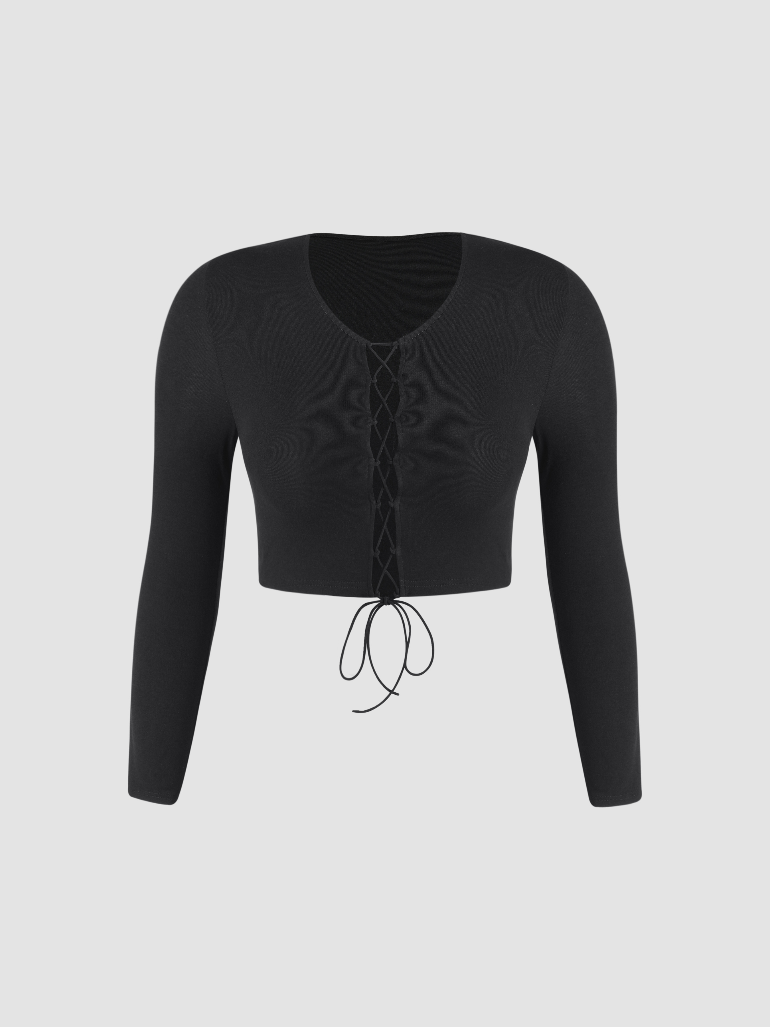 Lace Up Top Curve & Plus - Cider