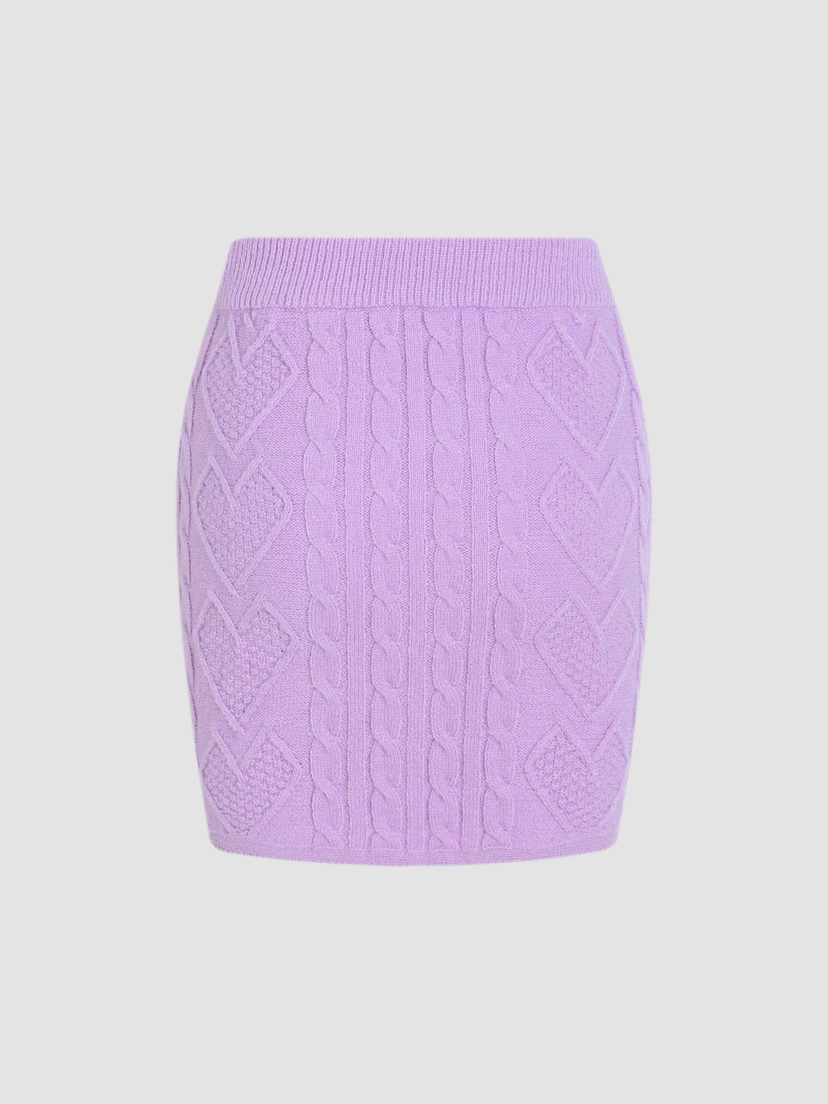 Solid Cable Knit Knitted Skirt