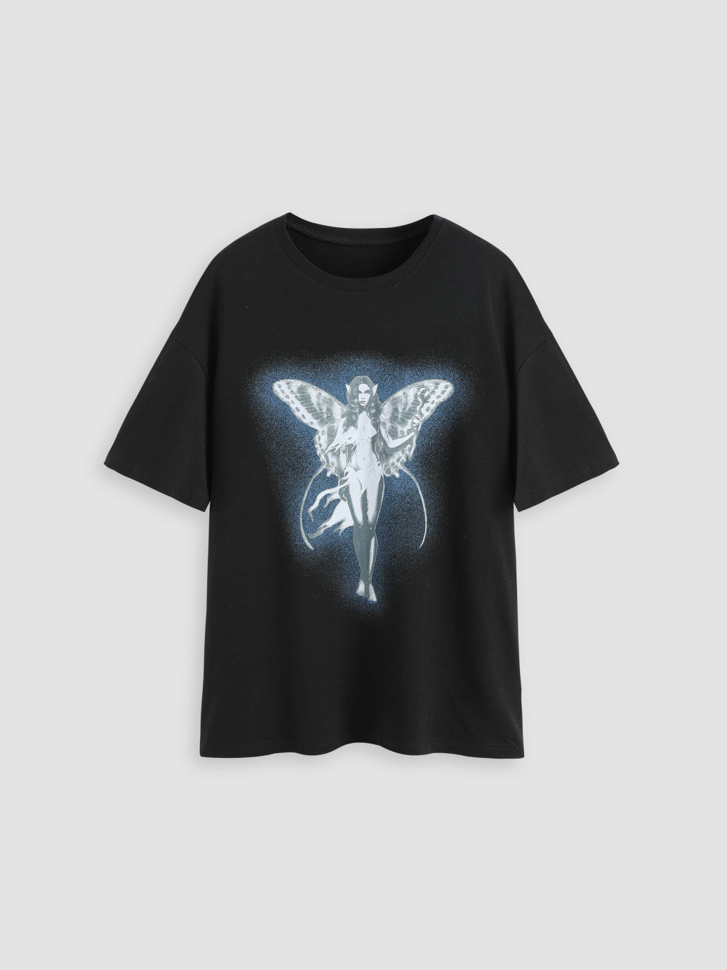 Knit Fabric Angel Graphic Pattern Oversized Tee For Daily Casual Home ...