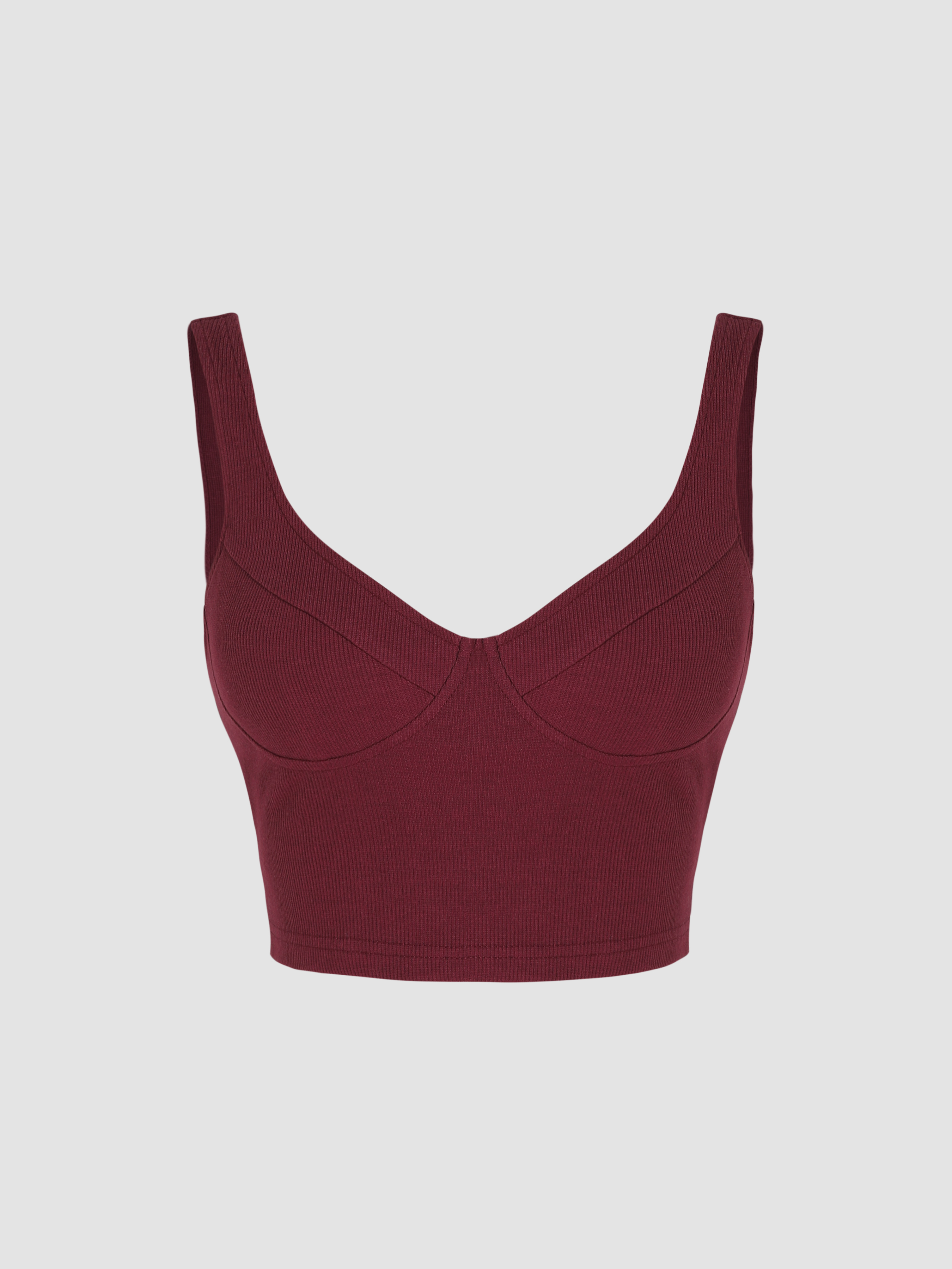 Recycled Fabric Solid Rib Crop Tank Top - Cider
