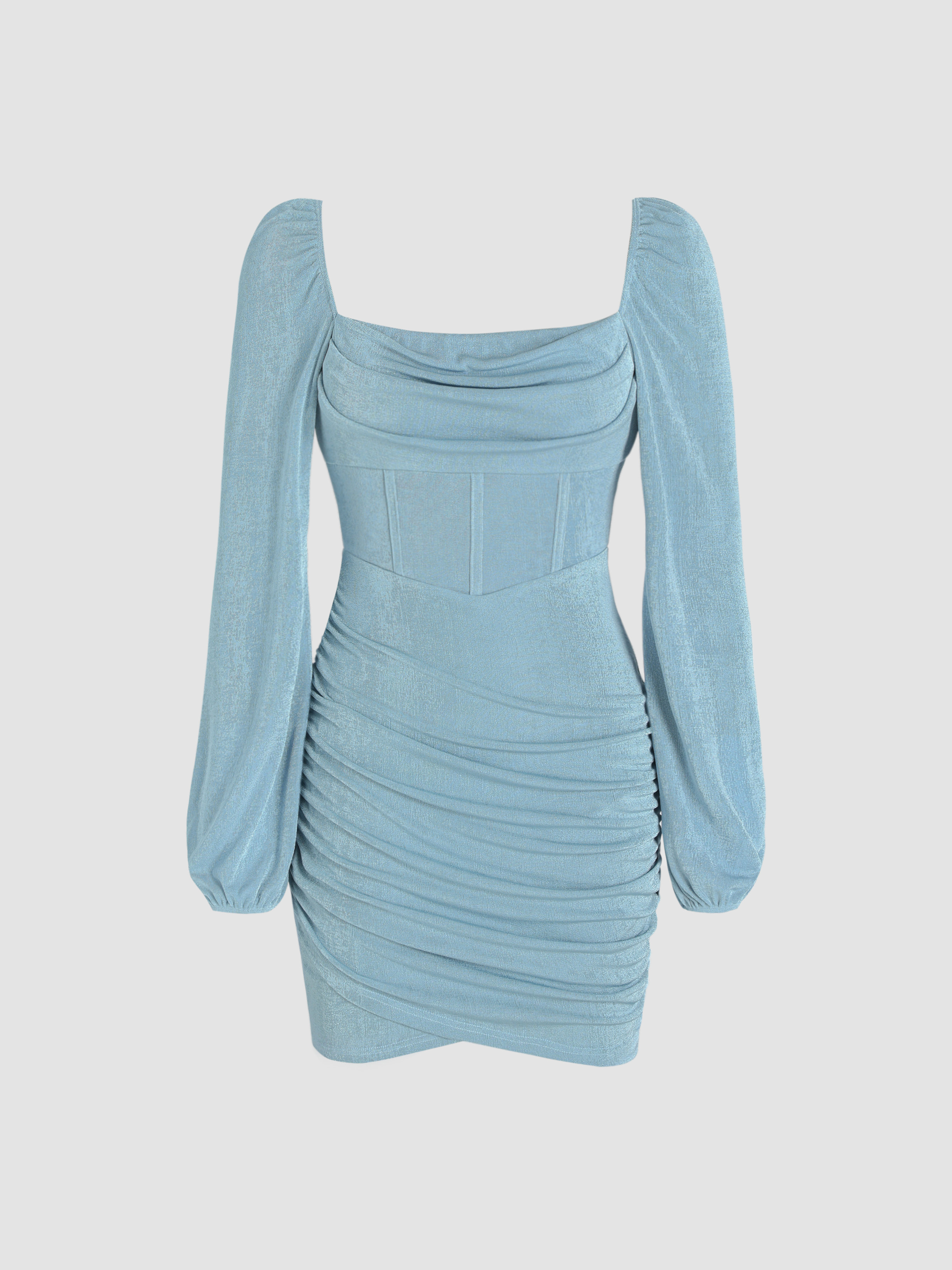 Graduation Dress Grad Dresses Knit Fabric Solid Corset Ruched Mini