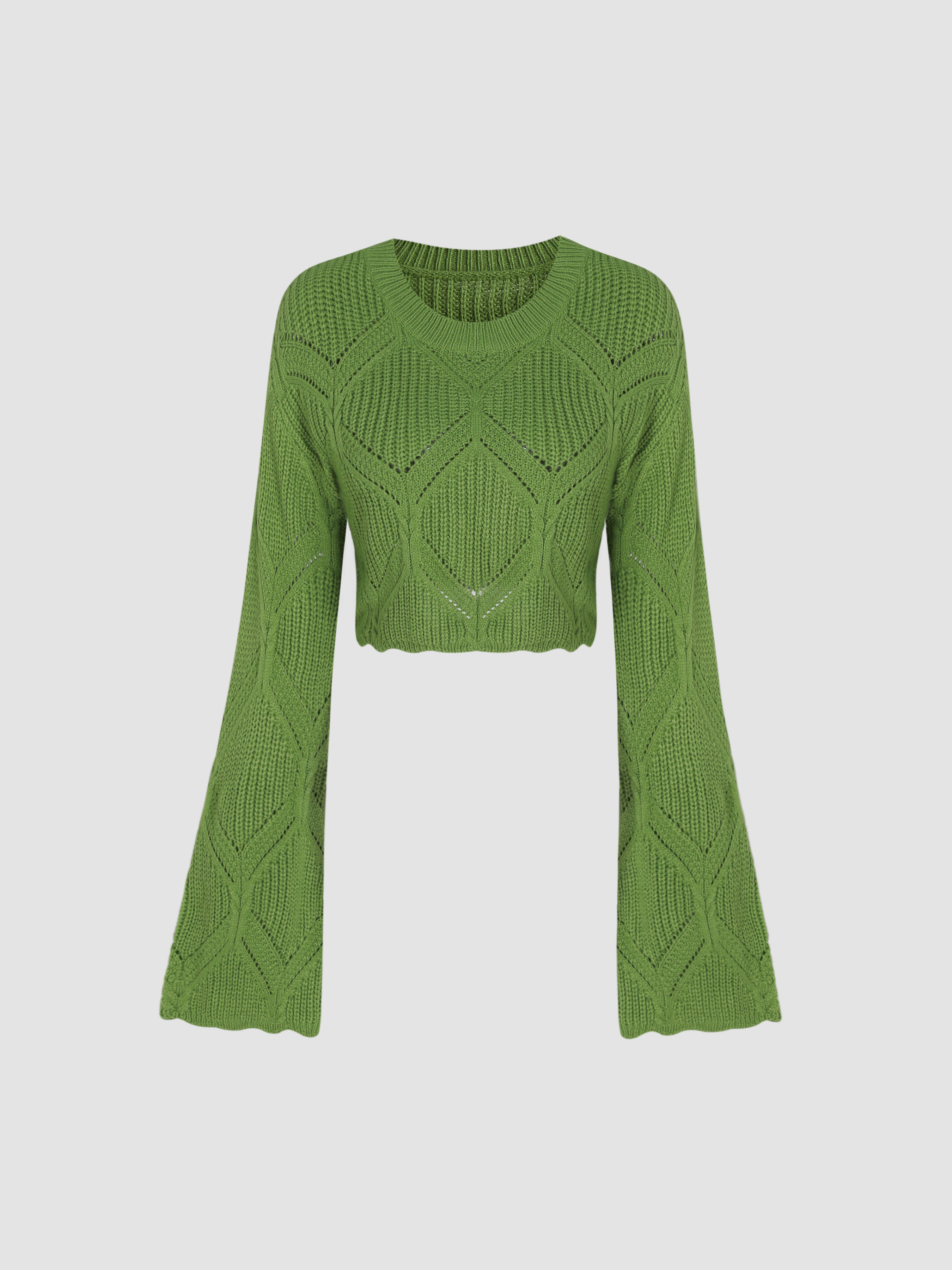 Christmas Knit Fabric Knit Scallop Crop Top For Daily Casual Exhibition ...