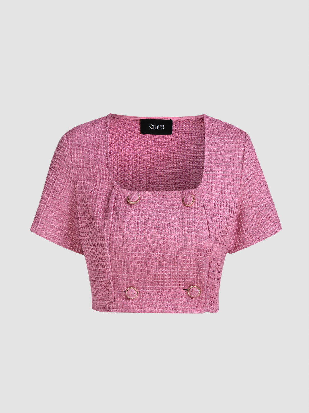 Pinky Promise Tweed Cropped Blouse - Cider