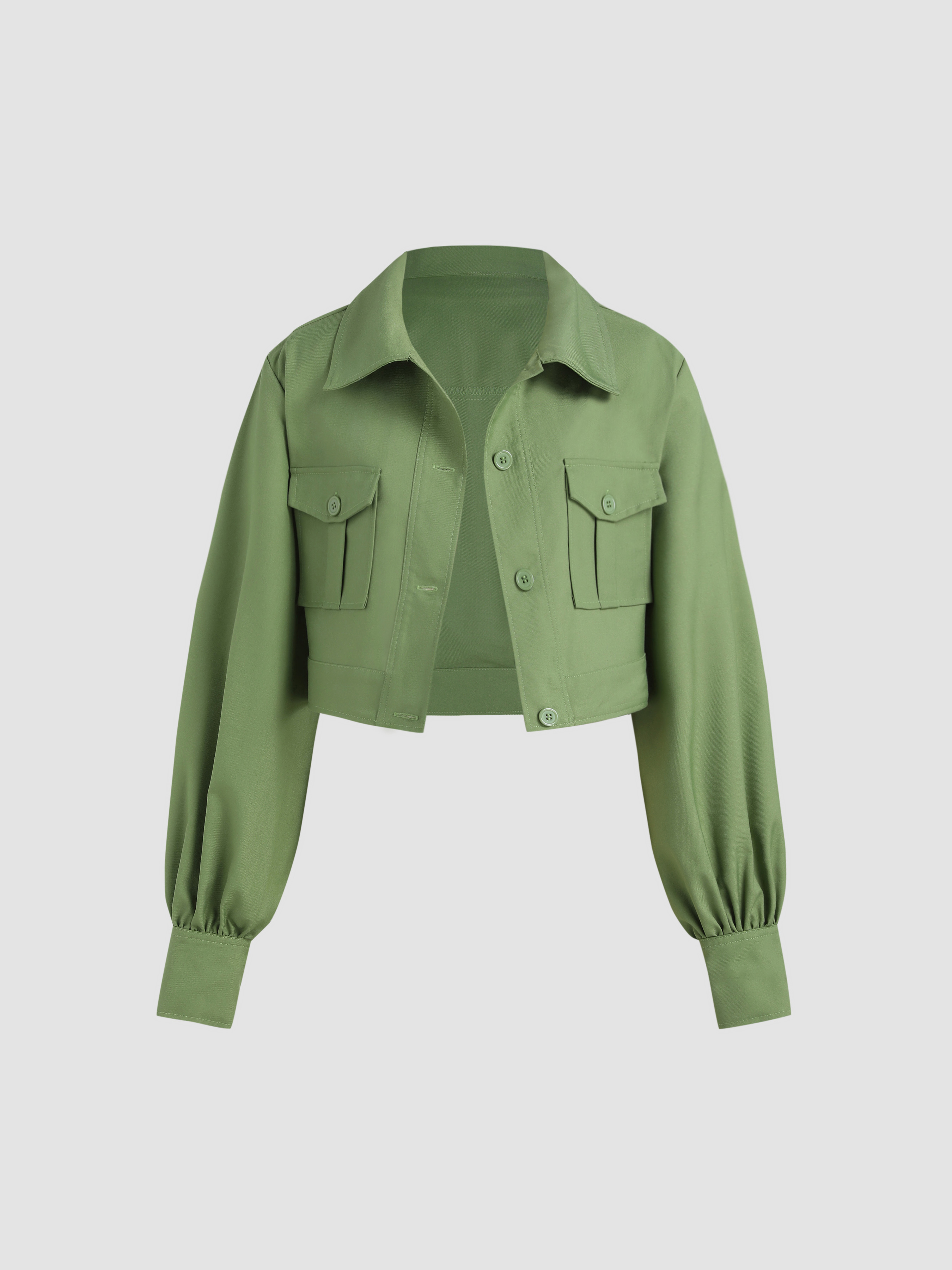 Solid Button Up Pocket Jacket - Cider