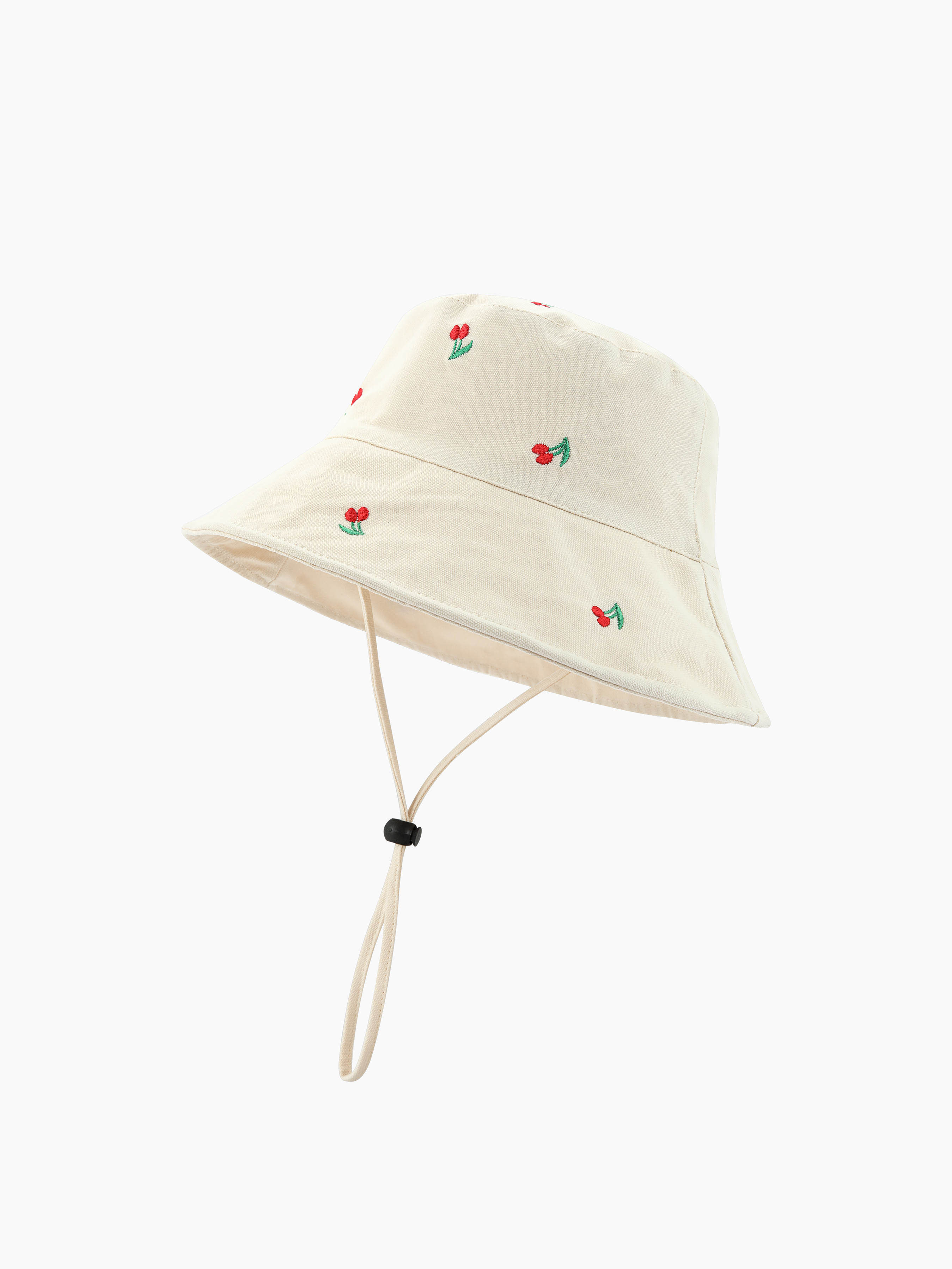 Cherry Embroidery Drawstring Hat - Cider