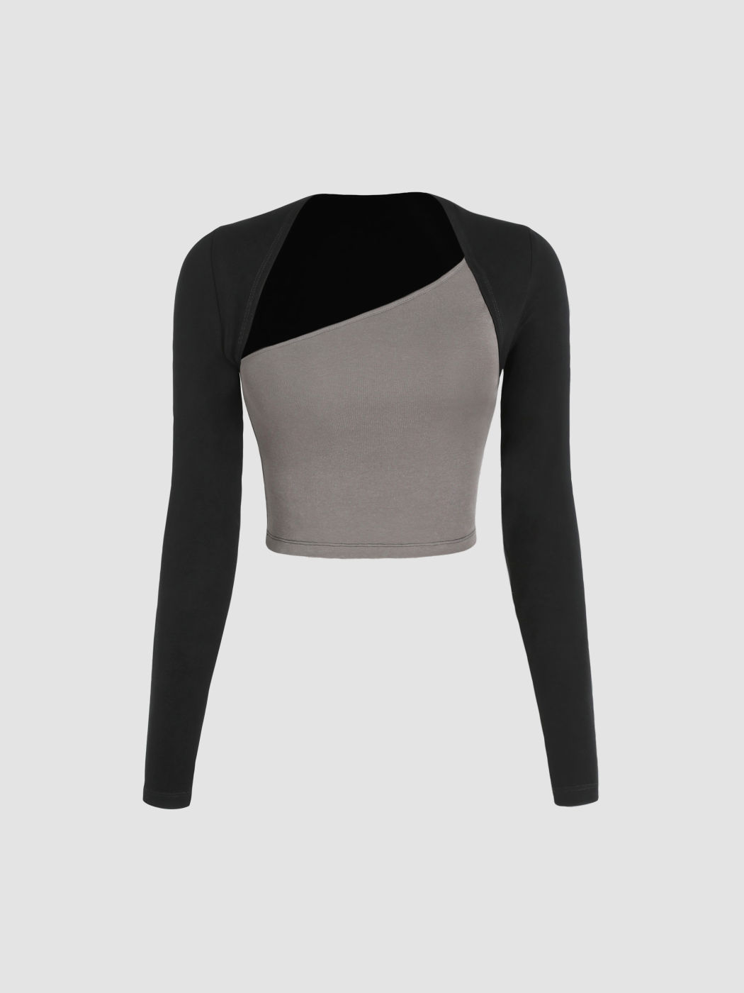 Patchy Long Sleeve Crop Top For School Date Vacation